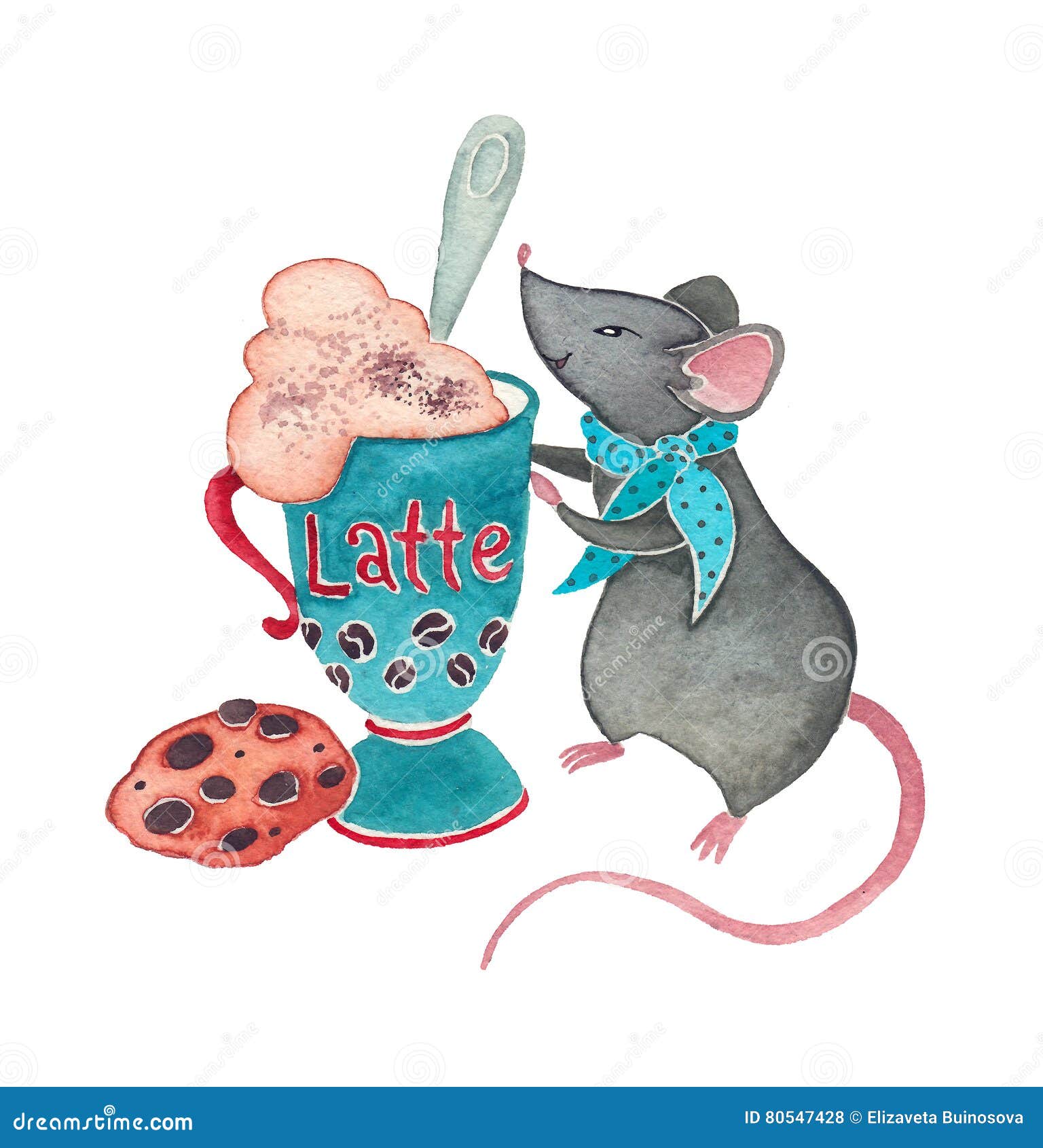 A mouse with Latte stock illustration. Illustration of character - 80547428