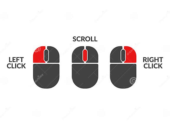 Mouse Left and Right Button Click Demonstration Set for Tutorial ...
