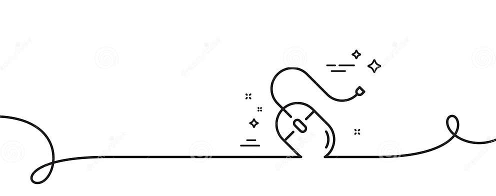 Mouse Line Icon. Computer Component Device Sign. Continuous Line with Curl. Vector Stock ...
