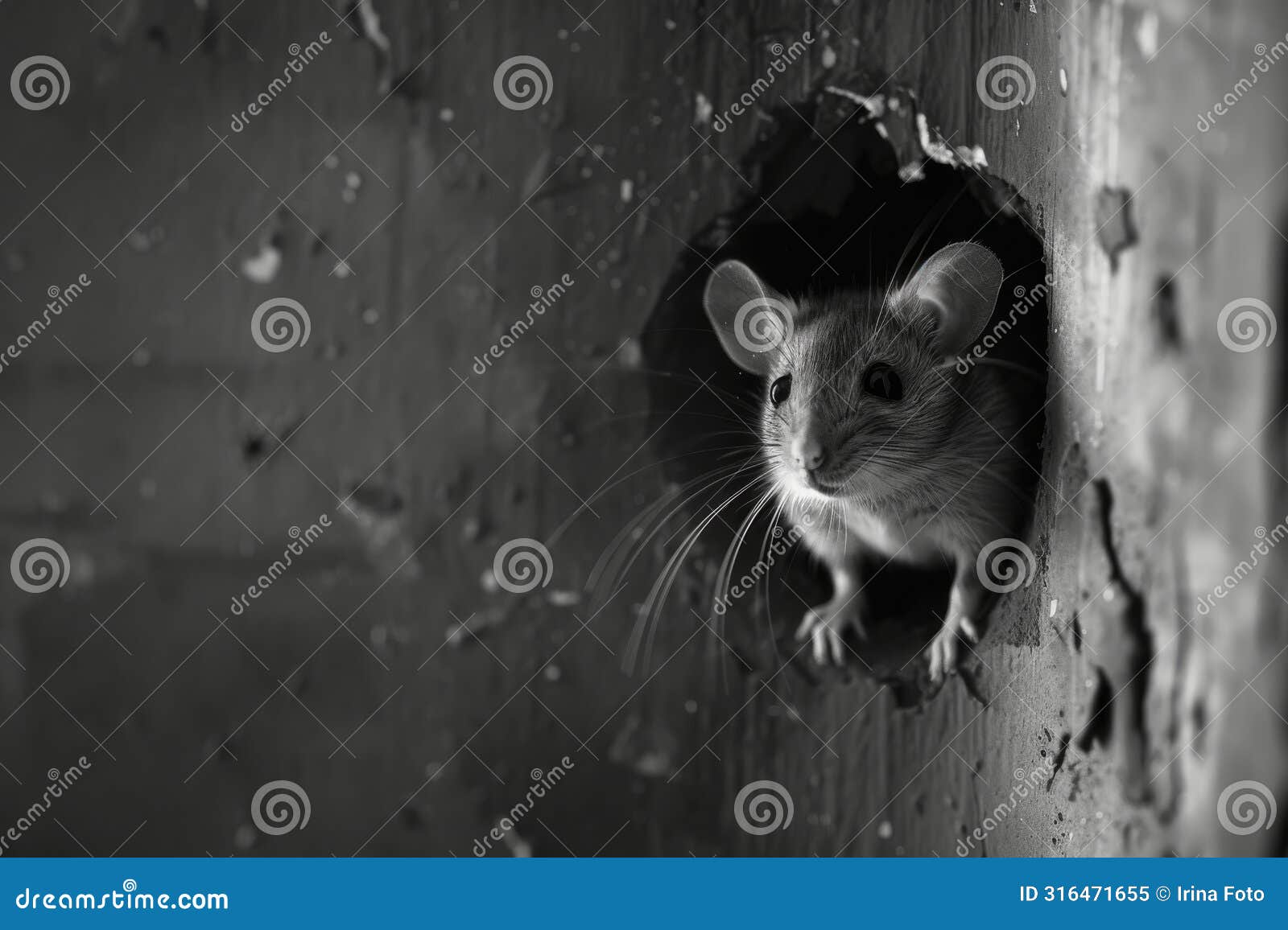 Mouse Looking Out from Hole in Concrete Surface Stock Image - Image of ...
