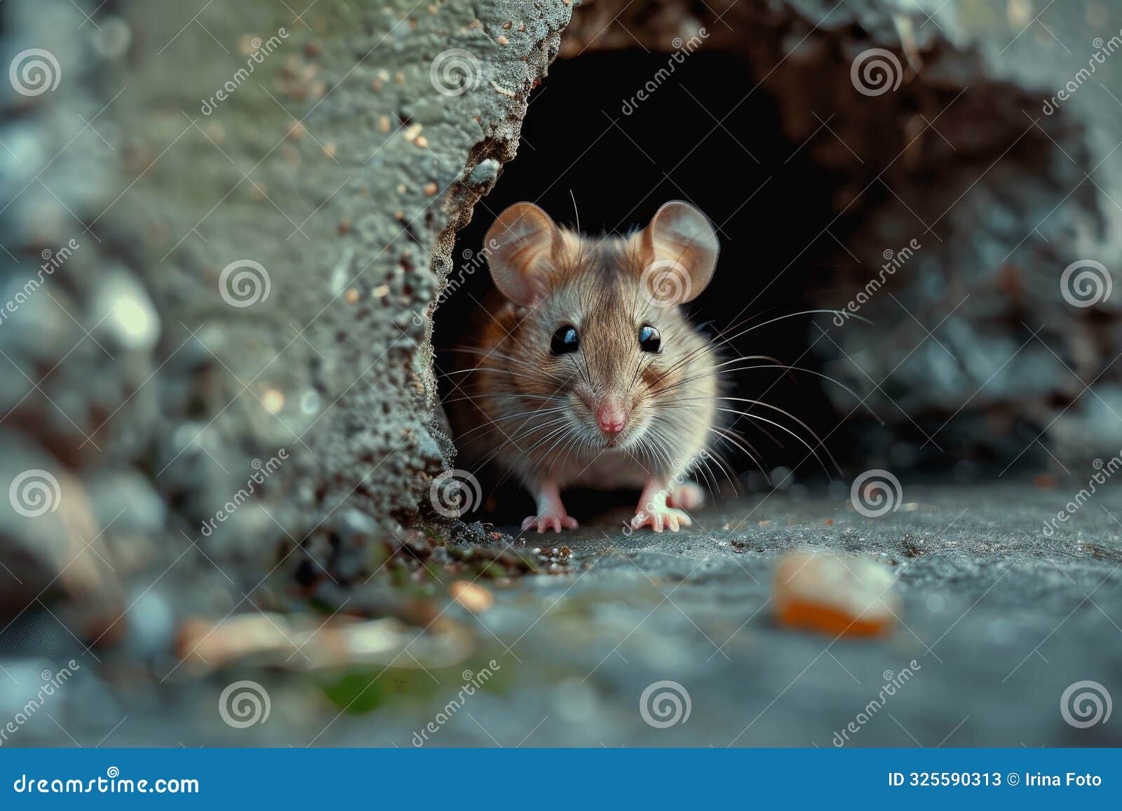 Mouse Looking Out from Hole in Concrete Surface Stock Image - Image of ...