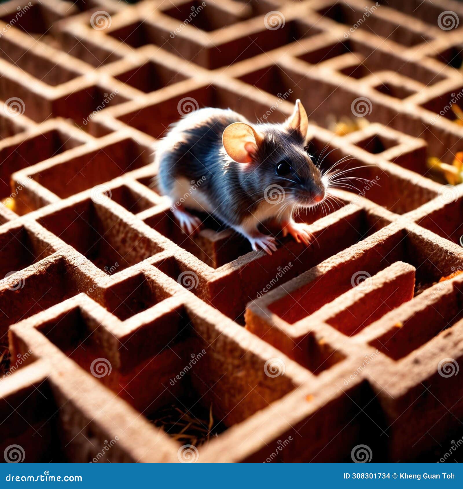 Mouse Lost in Maze, Being Trained To Find a Solution and Exit Stock ...