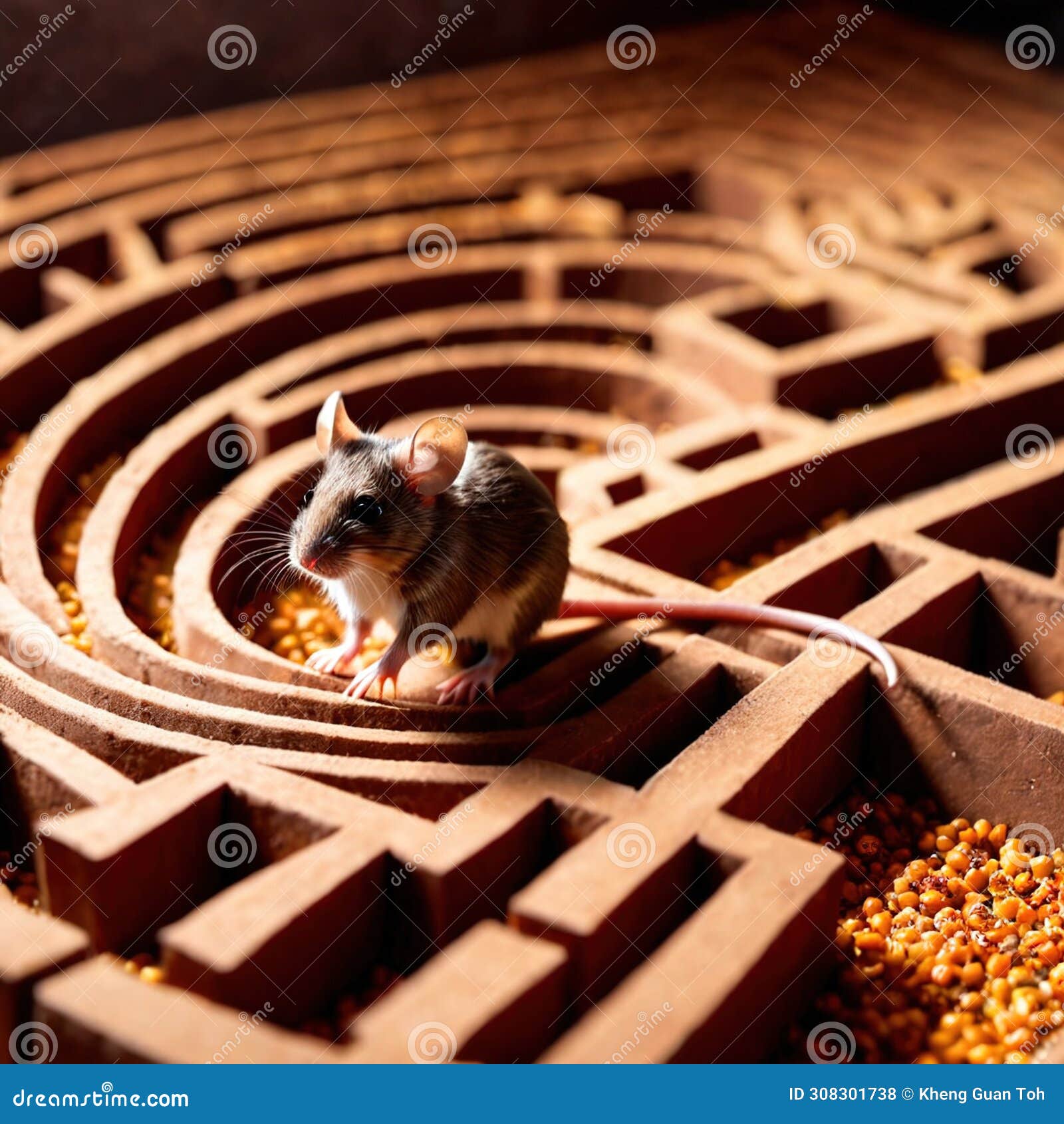 Mouse Lost in Maze, Being Trained To Find a Solution and Exit Stock ...