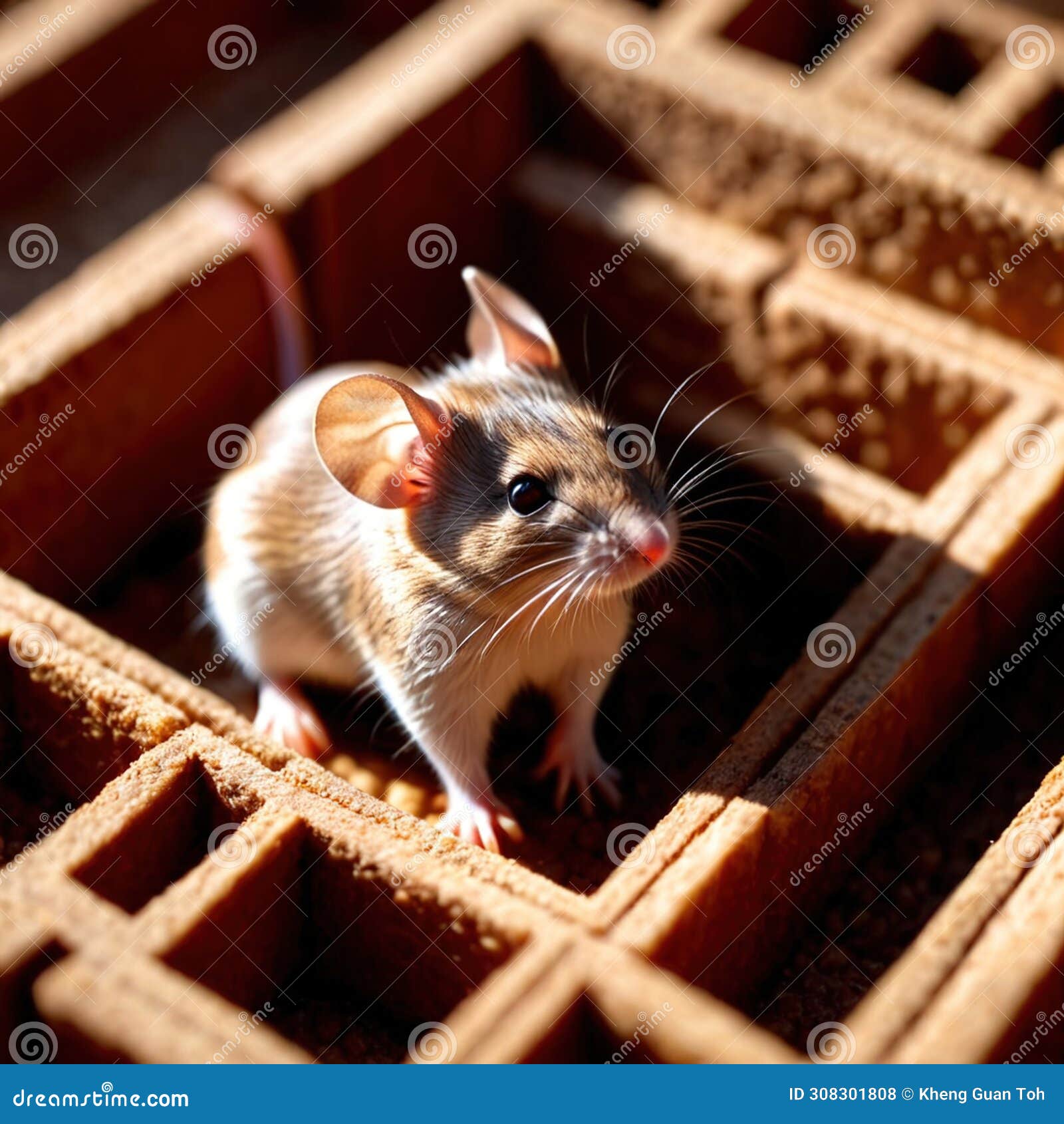 Mouse Lost in Maze, Being Trained To Find a Solution and Exit Stock ...