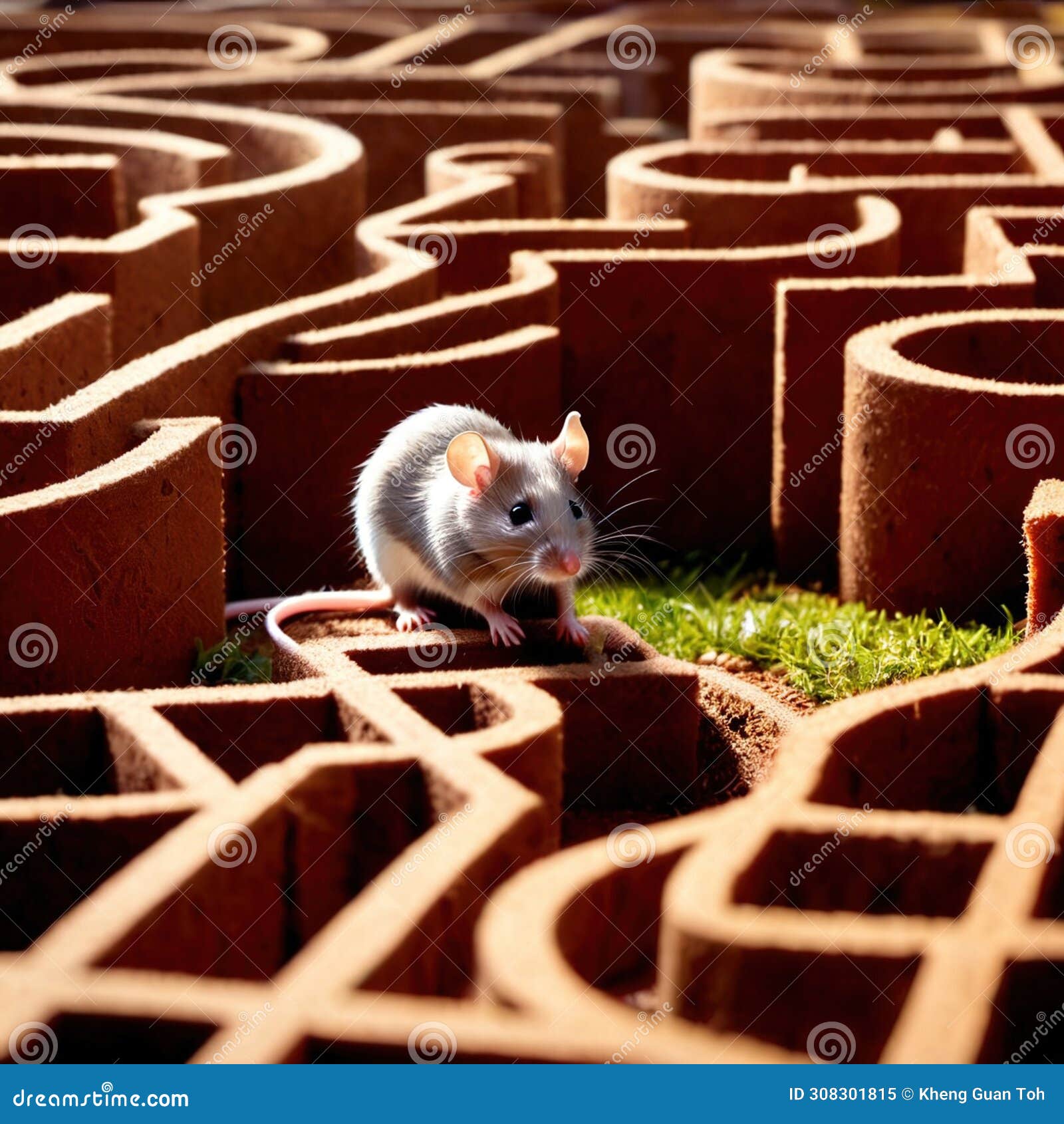 Mouse Lost in Maze, Being Trained To Find a Solution and Exit Stock ...
