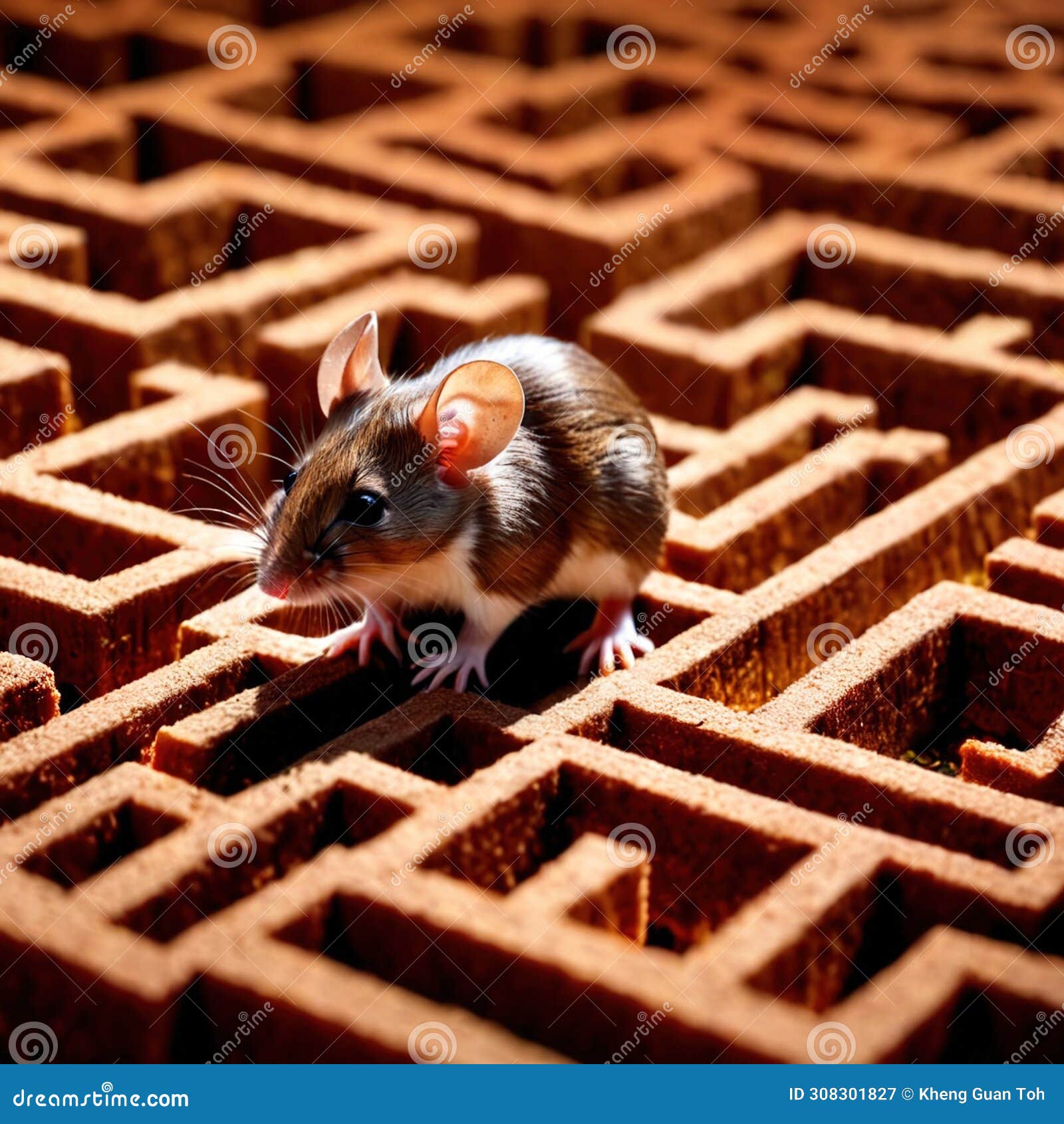 Mouse Lost in Maze, Being Trained To Find a Solution and Exit Stock ...