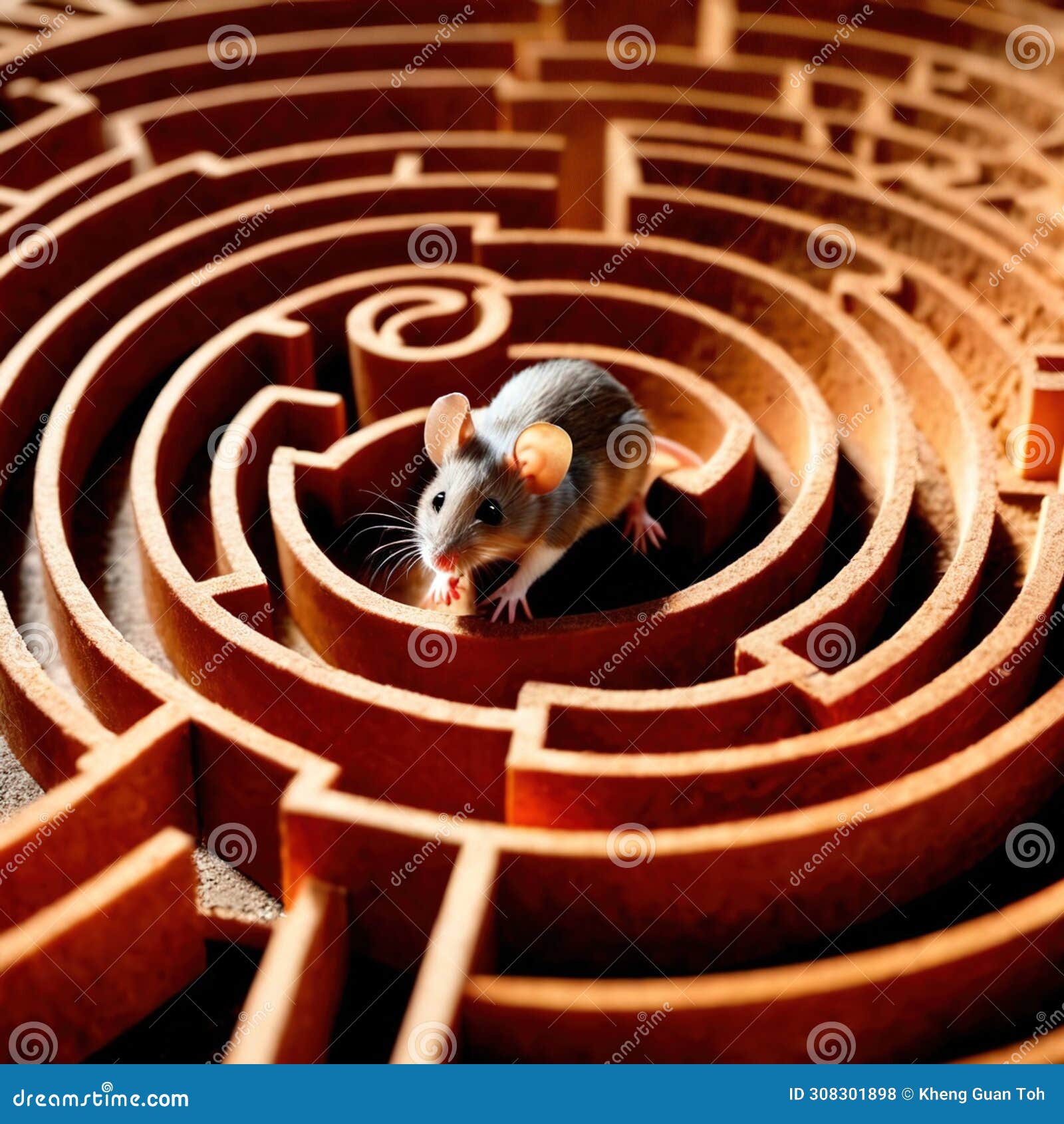 Mouse Lost in Maze, Being Trained To Find a Solution and Exit Stock ...
