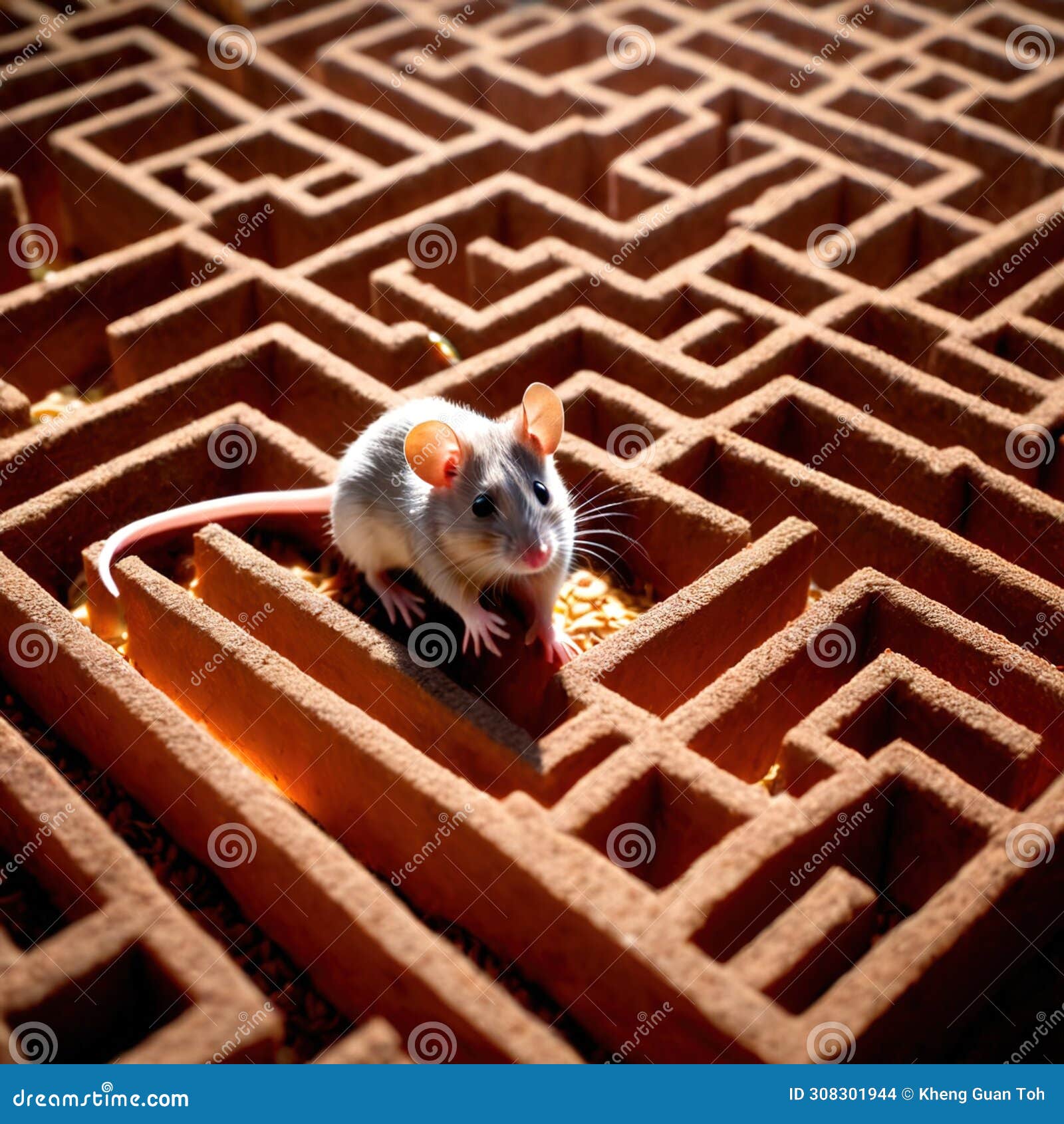 Mouse Lost in Maze, Being Trained To Find a Solution and Exit Stock ...