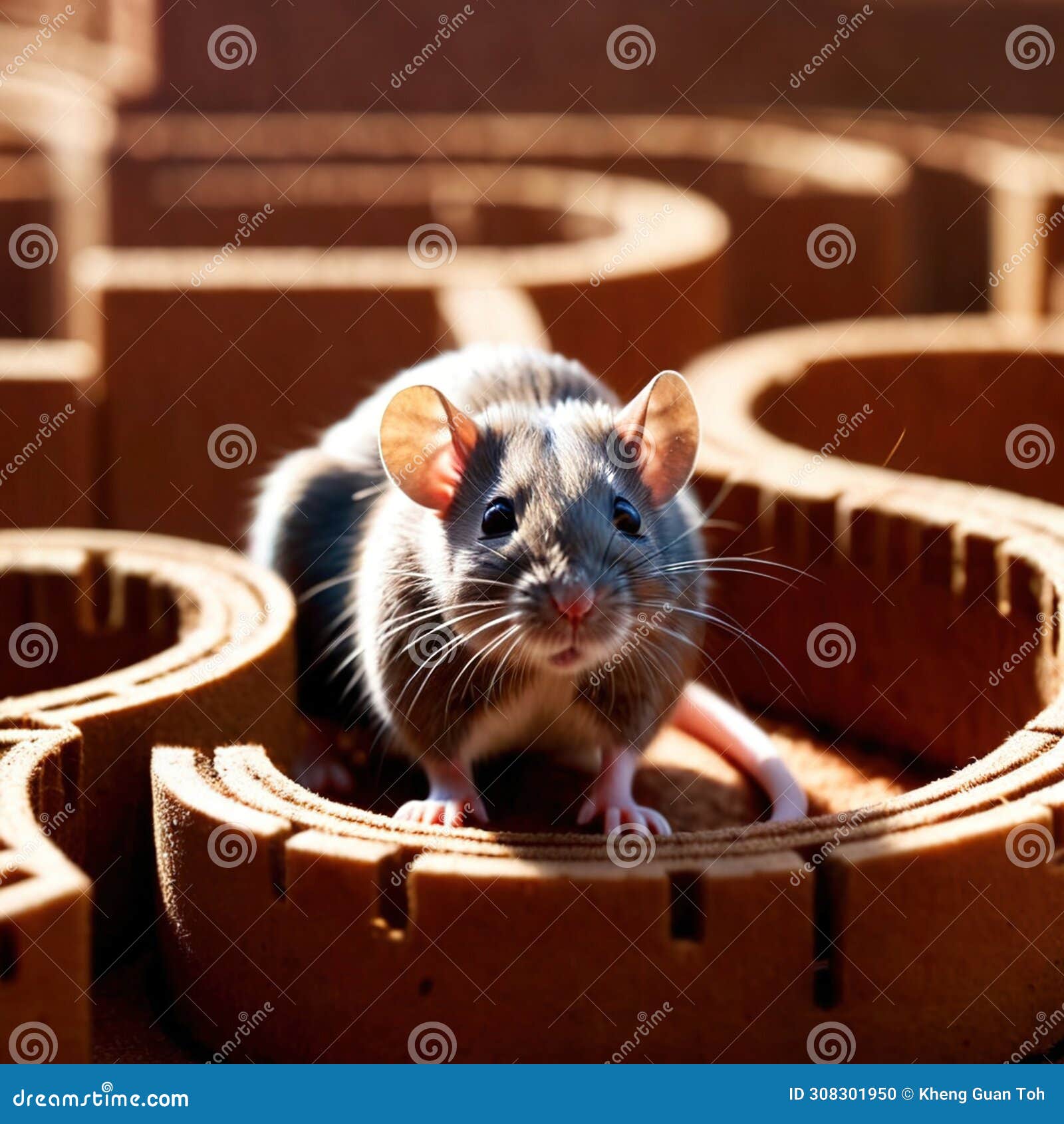 Mouse Lost in Maze, Being Trained To Find a Solution and Exit Stock ...