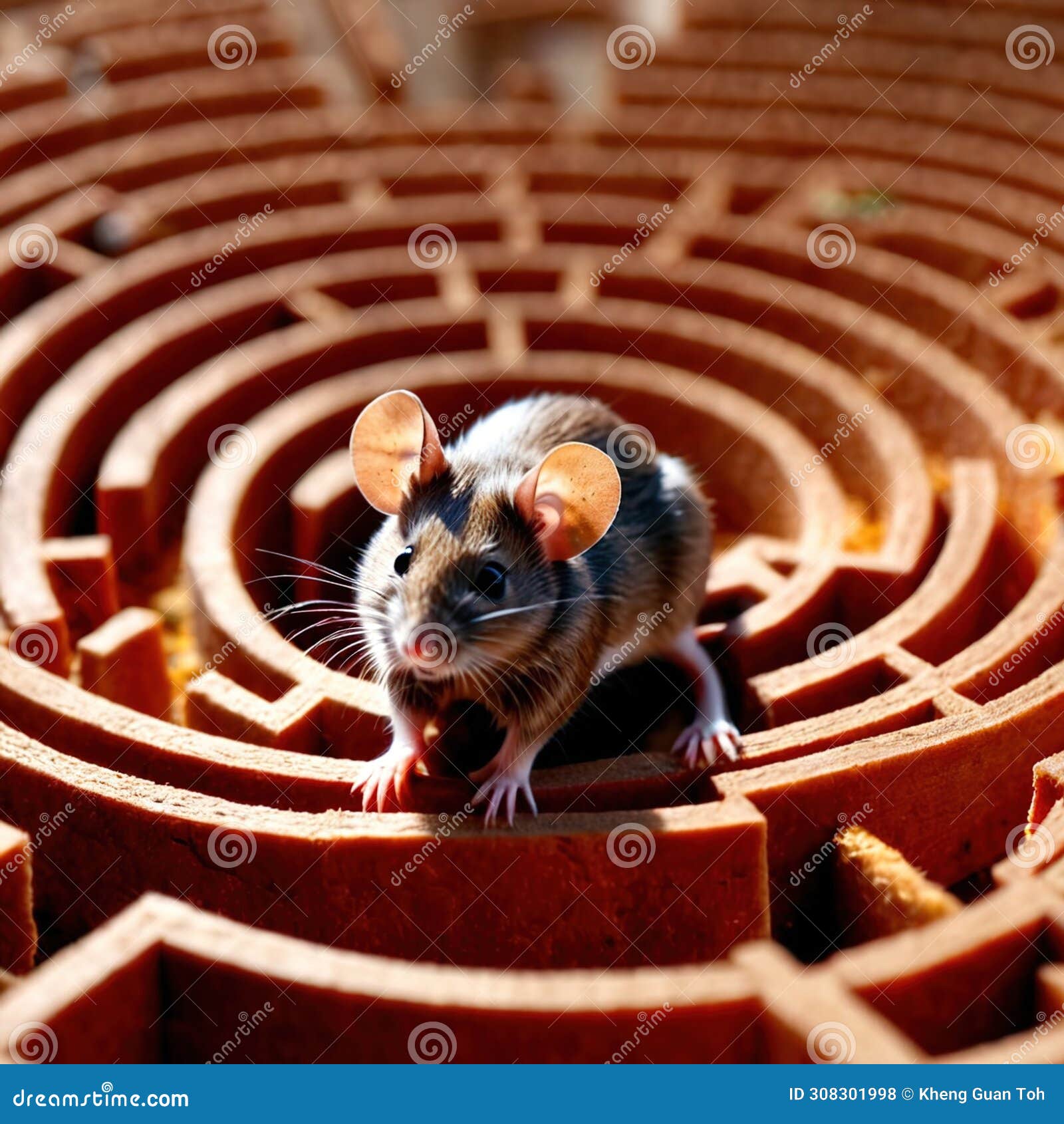 Mouse Lost in Maze, Being Trained To Find a Solution and Exit Stock ...