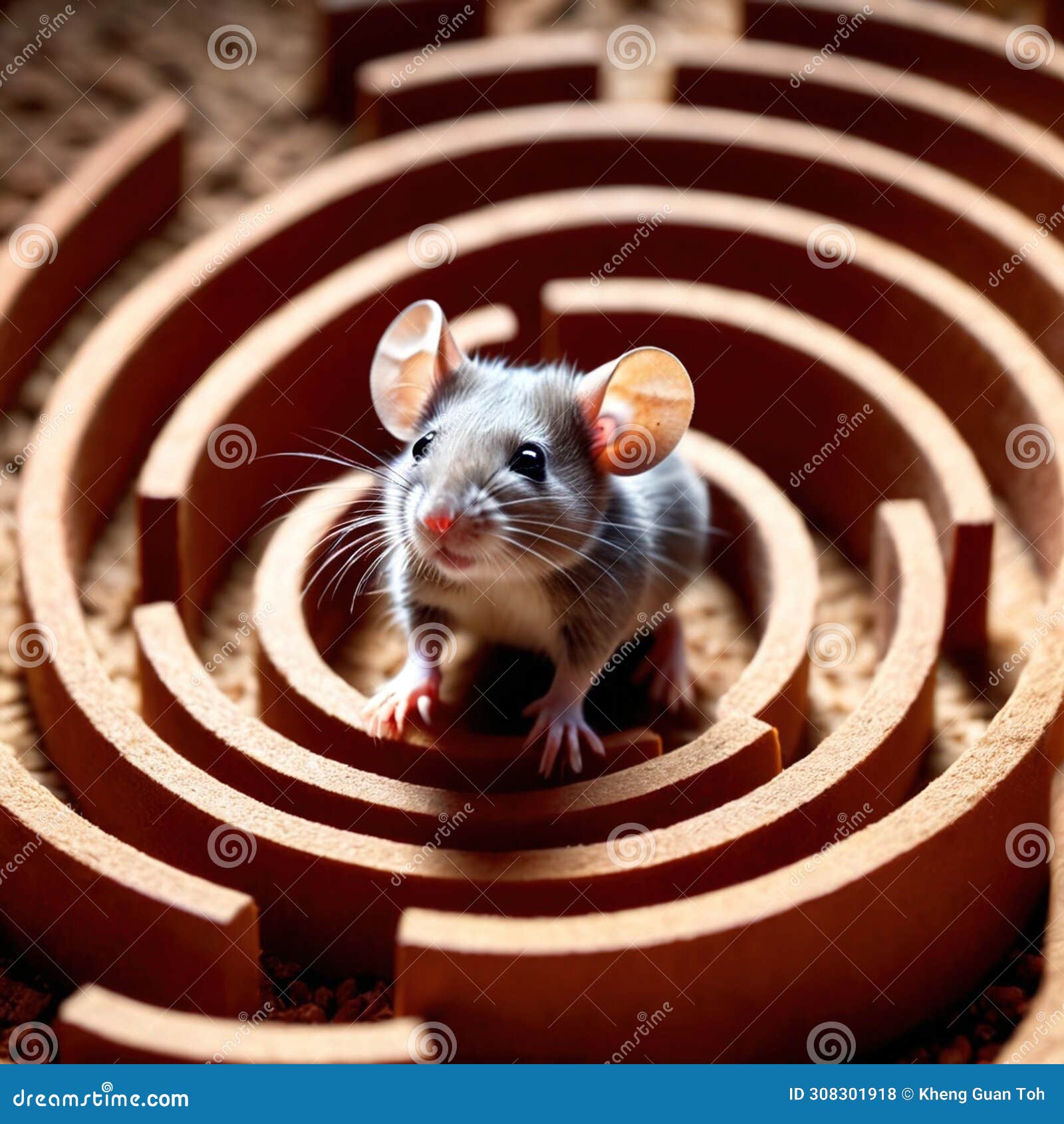 Mouse Lost in Maze, Being Trained To Find a Solution and Exit Stock ...