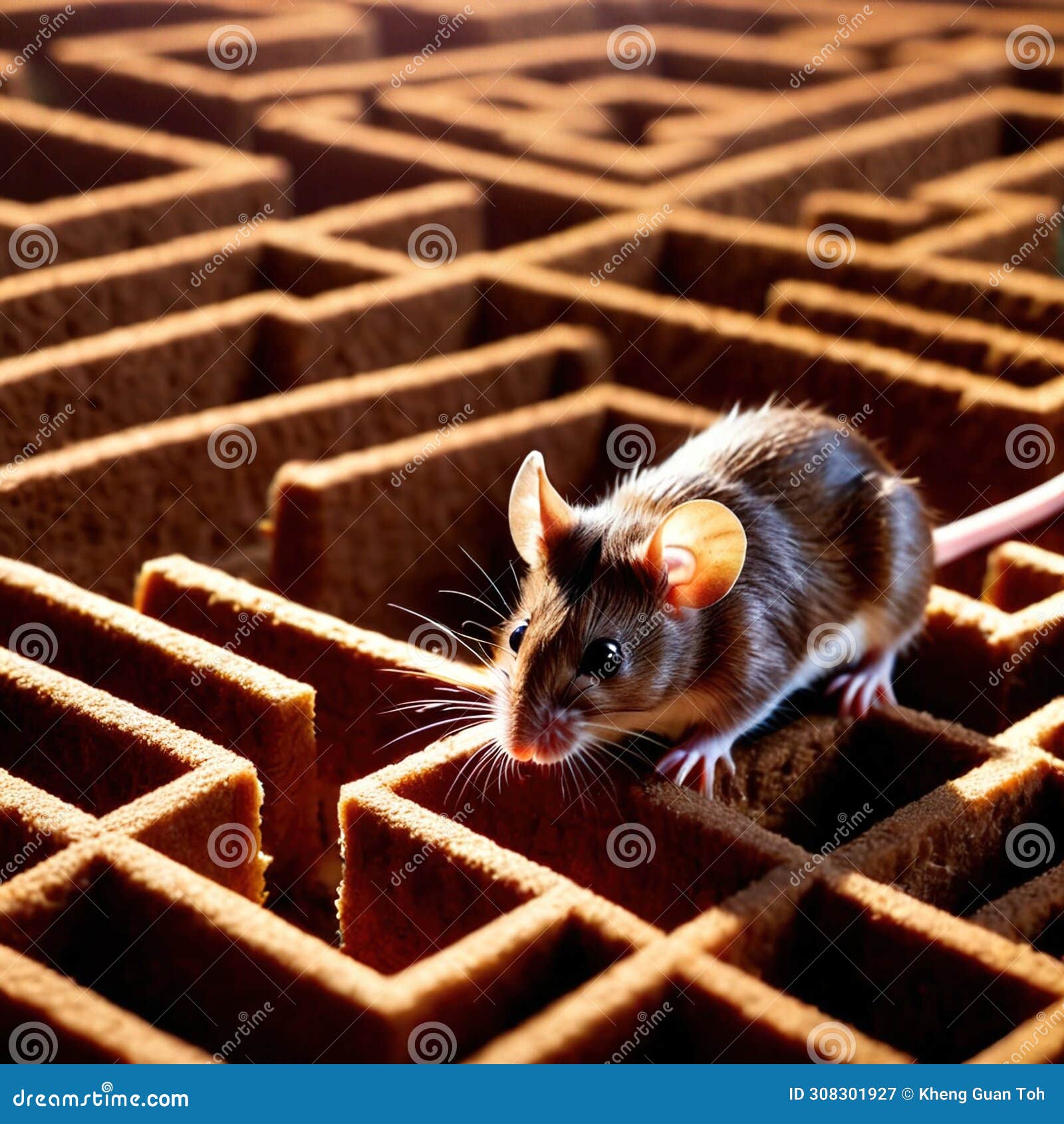 Mouse Lost in Maze, Being Trained To Find a Solution and Exit Stock ...