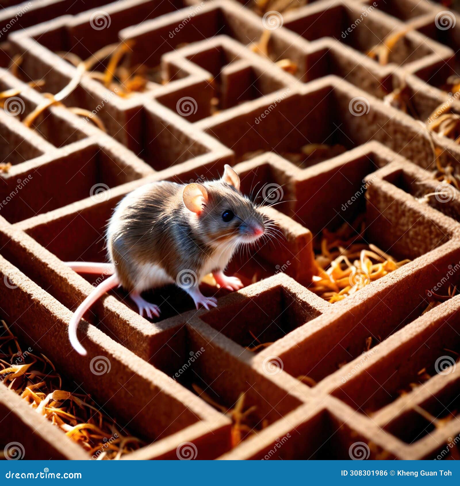 Mouse Lost in Maze, Being Trained To Find a Solution and Exit Stock ...
