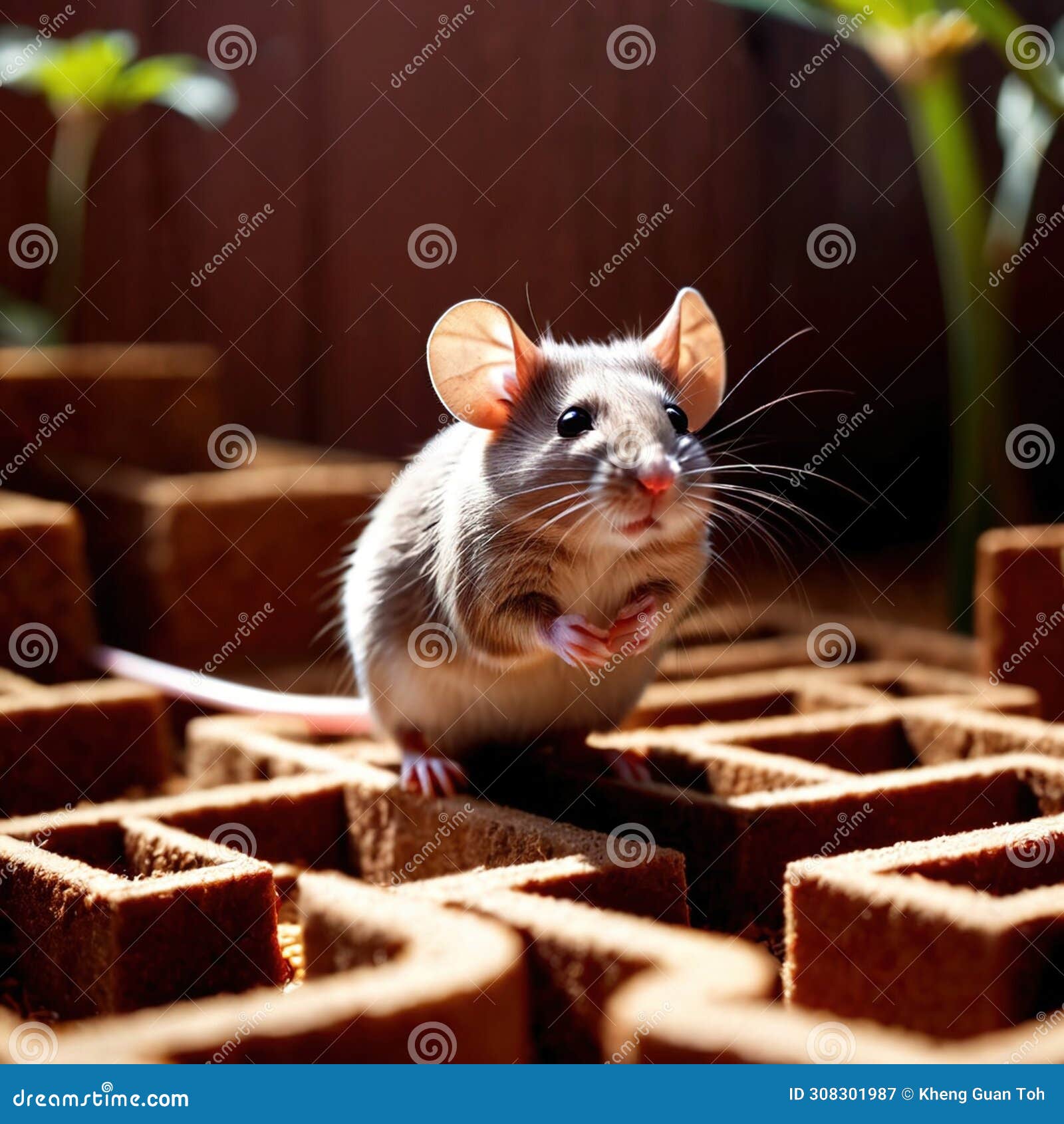 Mouse Lost in Maze, Being Trained To Find a Solution and Exit Stock ...