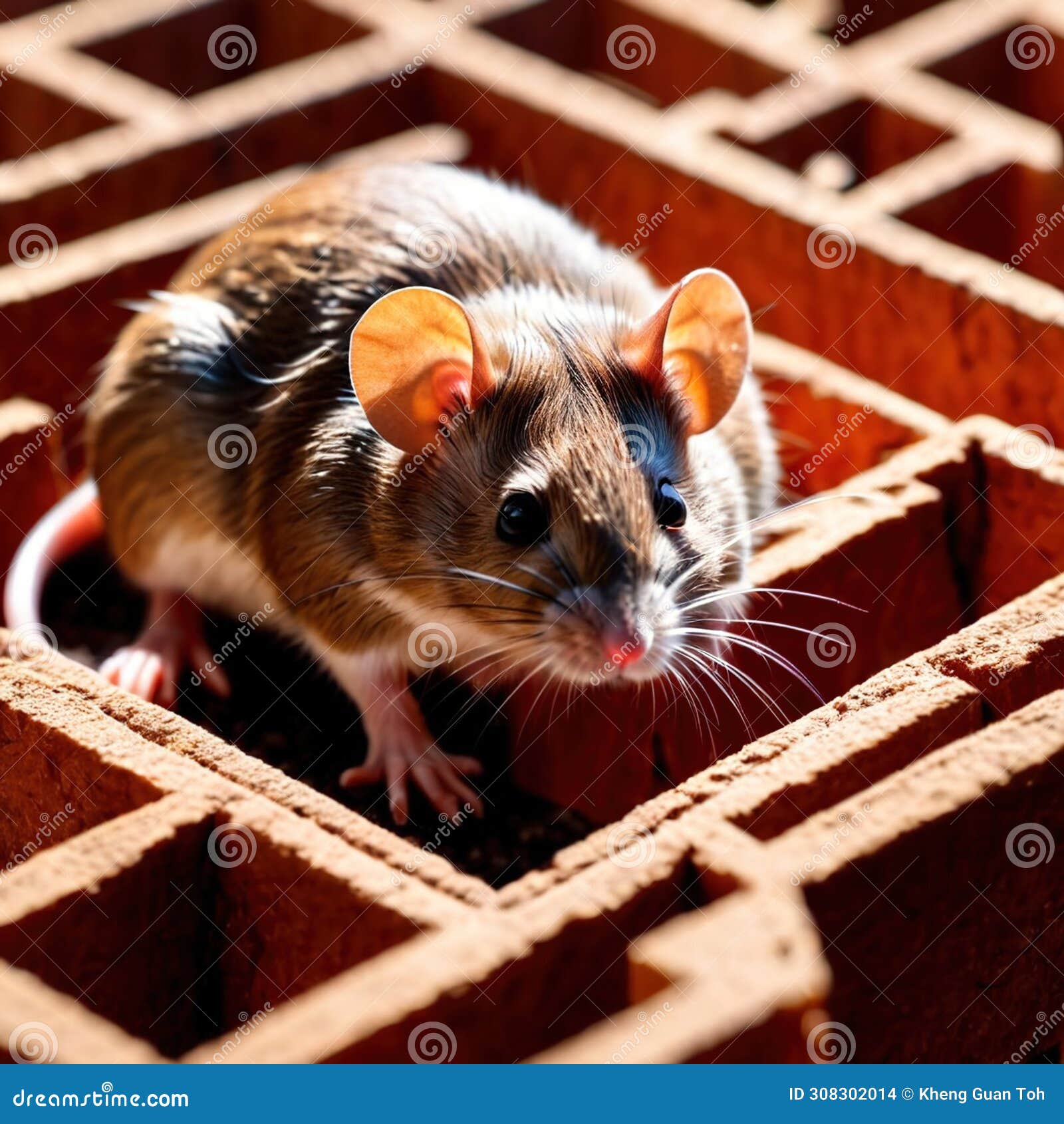 Mouse Lost in Maze, Being Trained To Find a Solution and Exit Stock ...