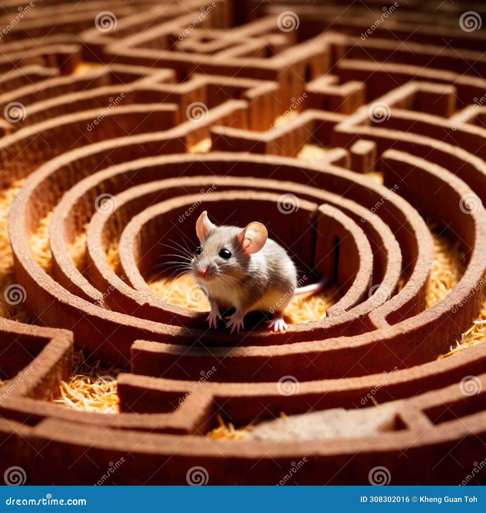 Mouse Lost in Maze, Being Trained To Find a Solution and Exit Stock ...