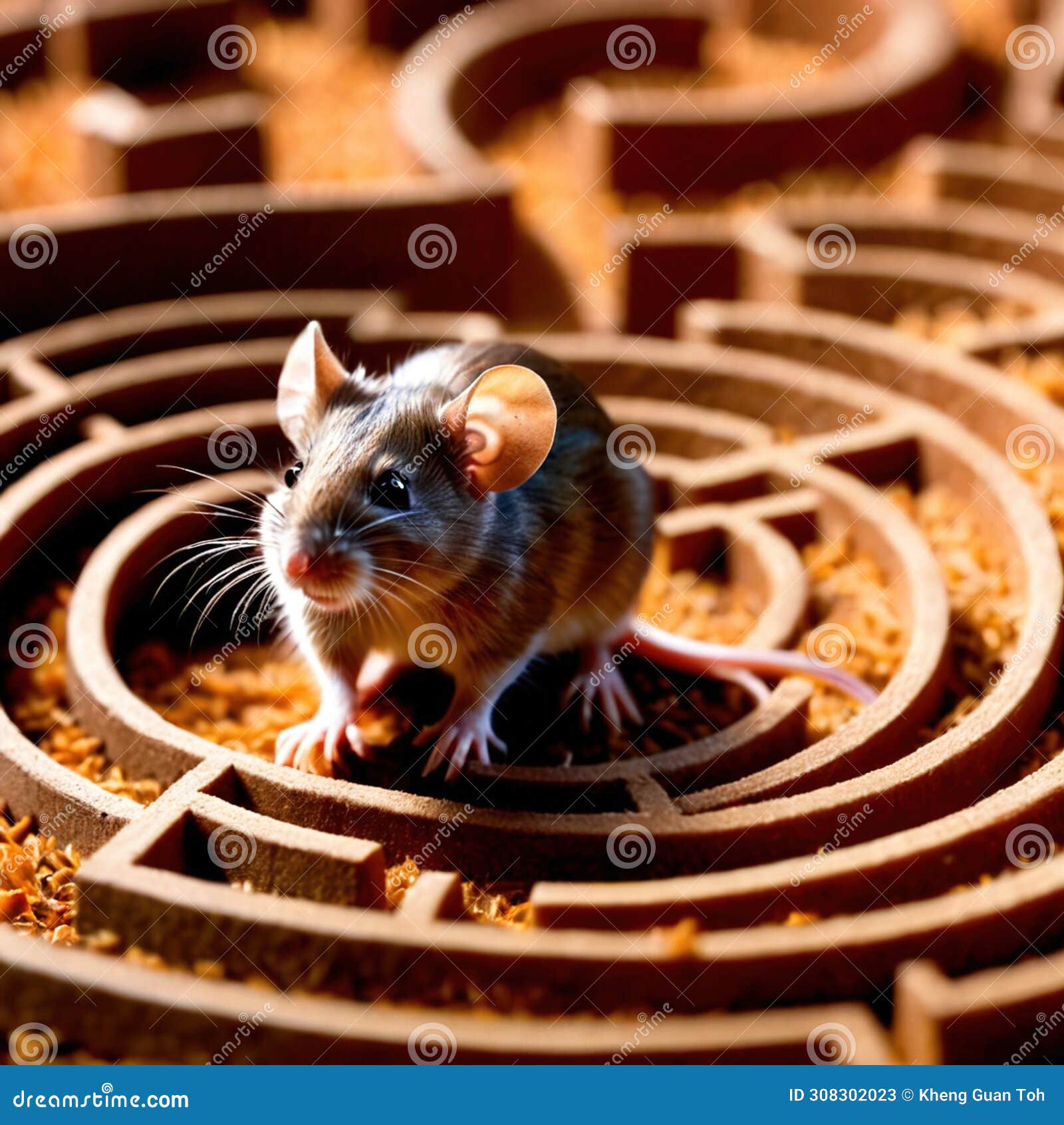Mouse Lost in Maze, Being Trained To Find a Solution and Exit Stock ...