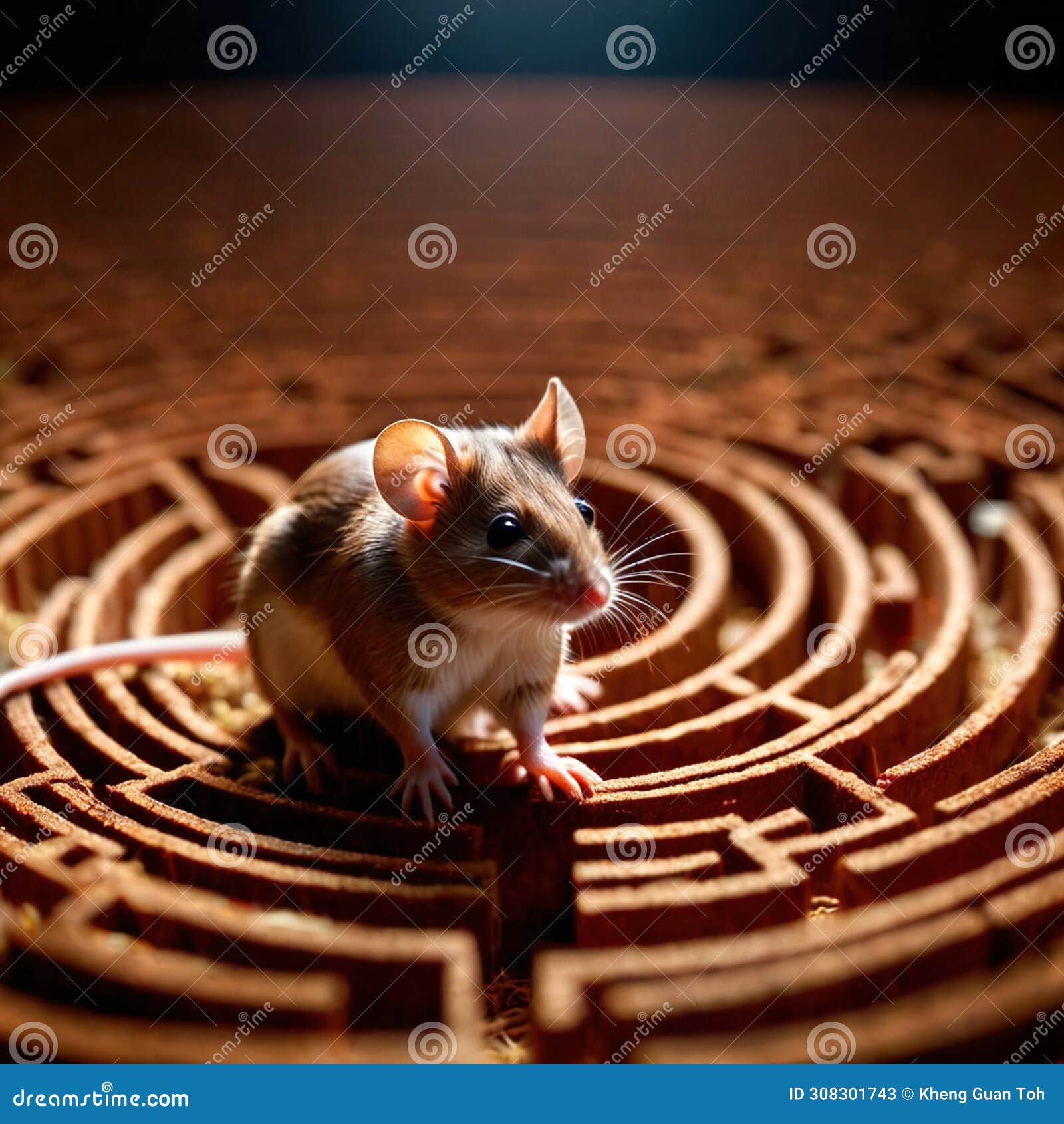 Mouse Lost in Maze, Being Trained To Find a Solution and Exit Stock ...