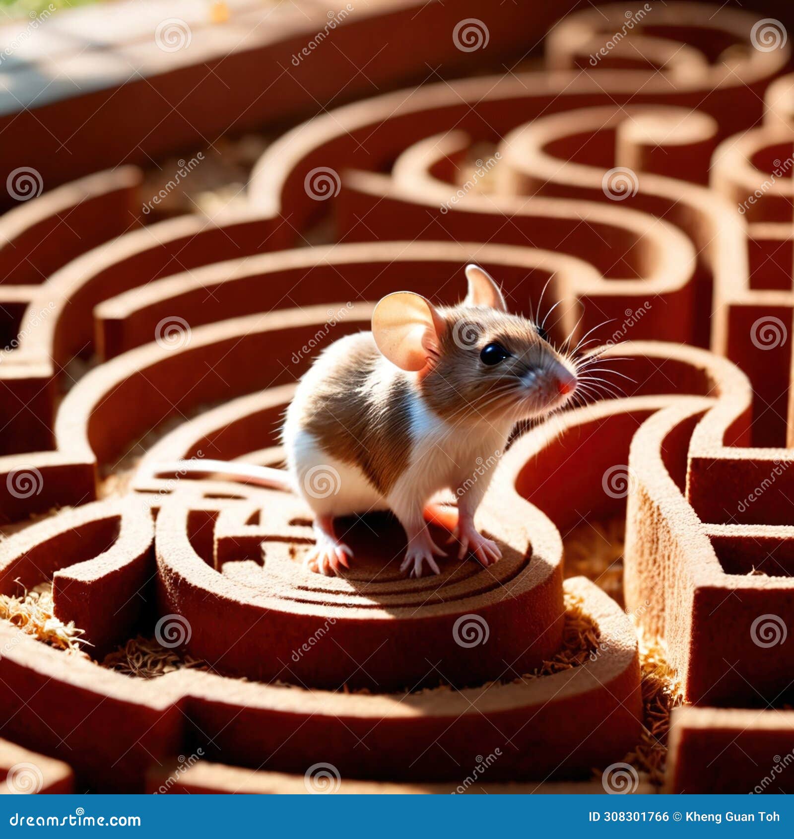 Mouse Lost in Maze, Being Trained To Find a Solution and Exit Stock ...