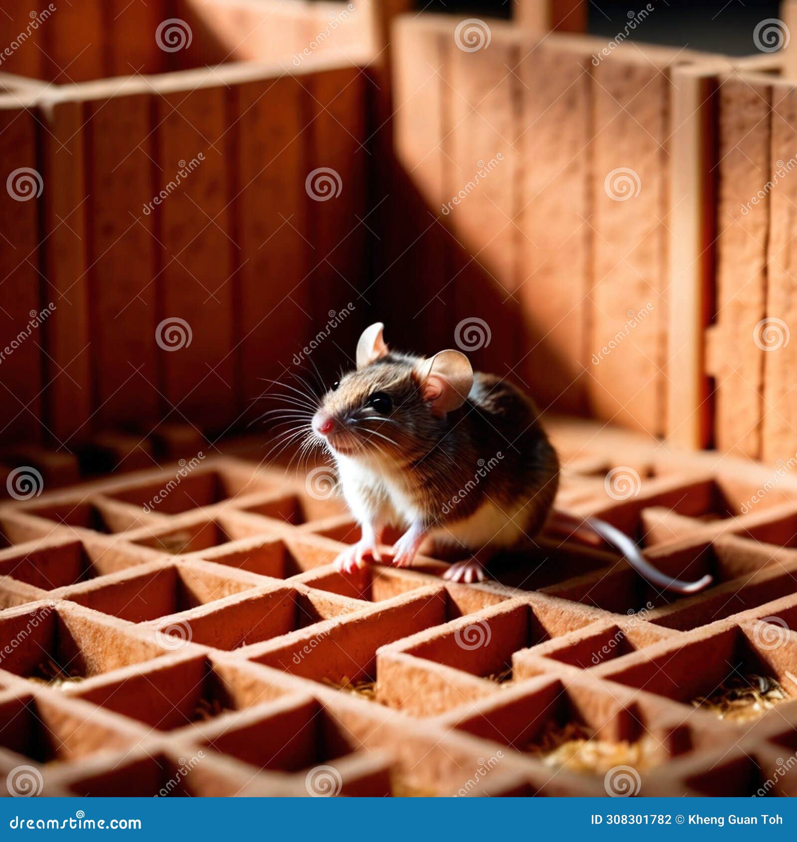 Mouse Lost in Maze, Being Trained To Find a Solution and Exit Stock ...