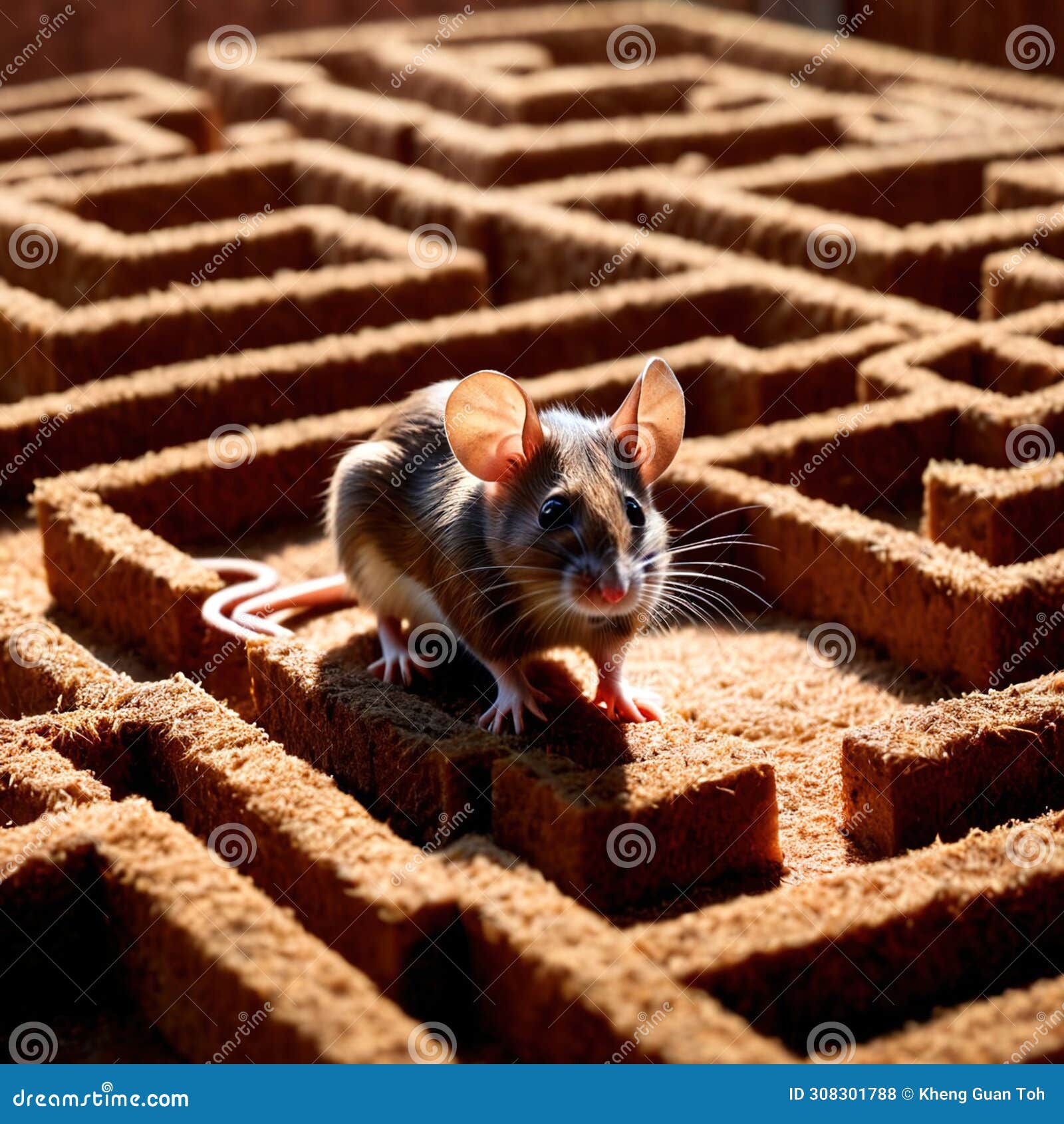 Mouse Lost in Maze, Being Trained To Find a Solution and Exit Stock ...