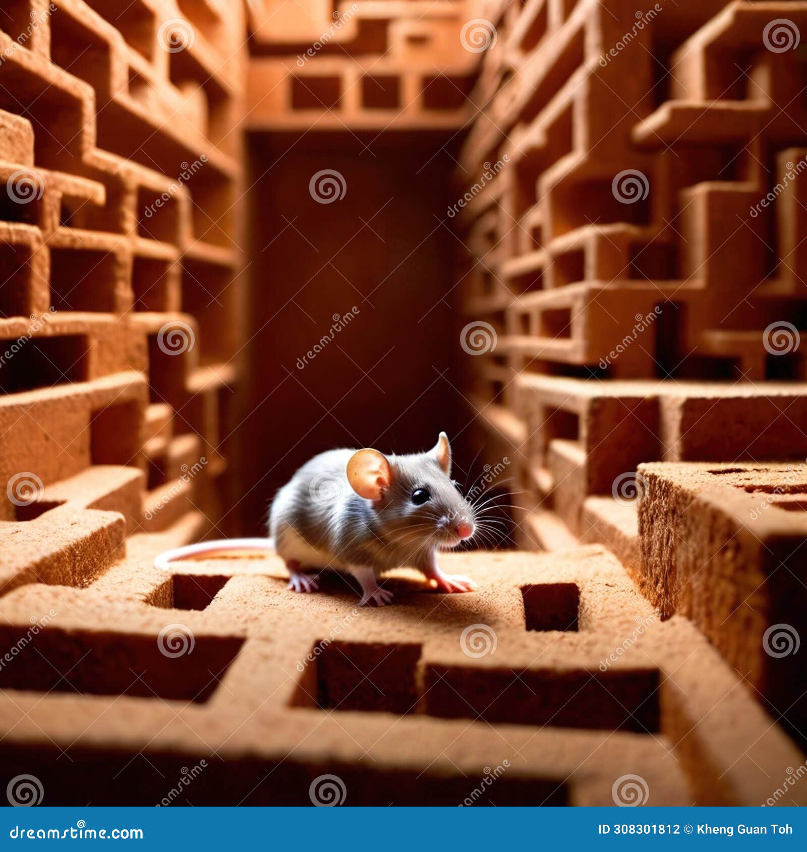 Mouse Lost in Maze, Being Trained To Find a Solution and Exit Stock ...
