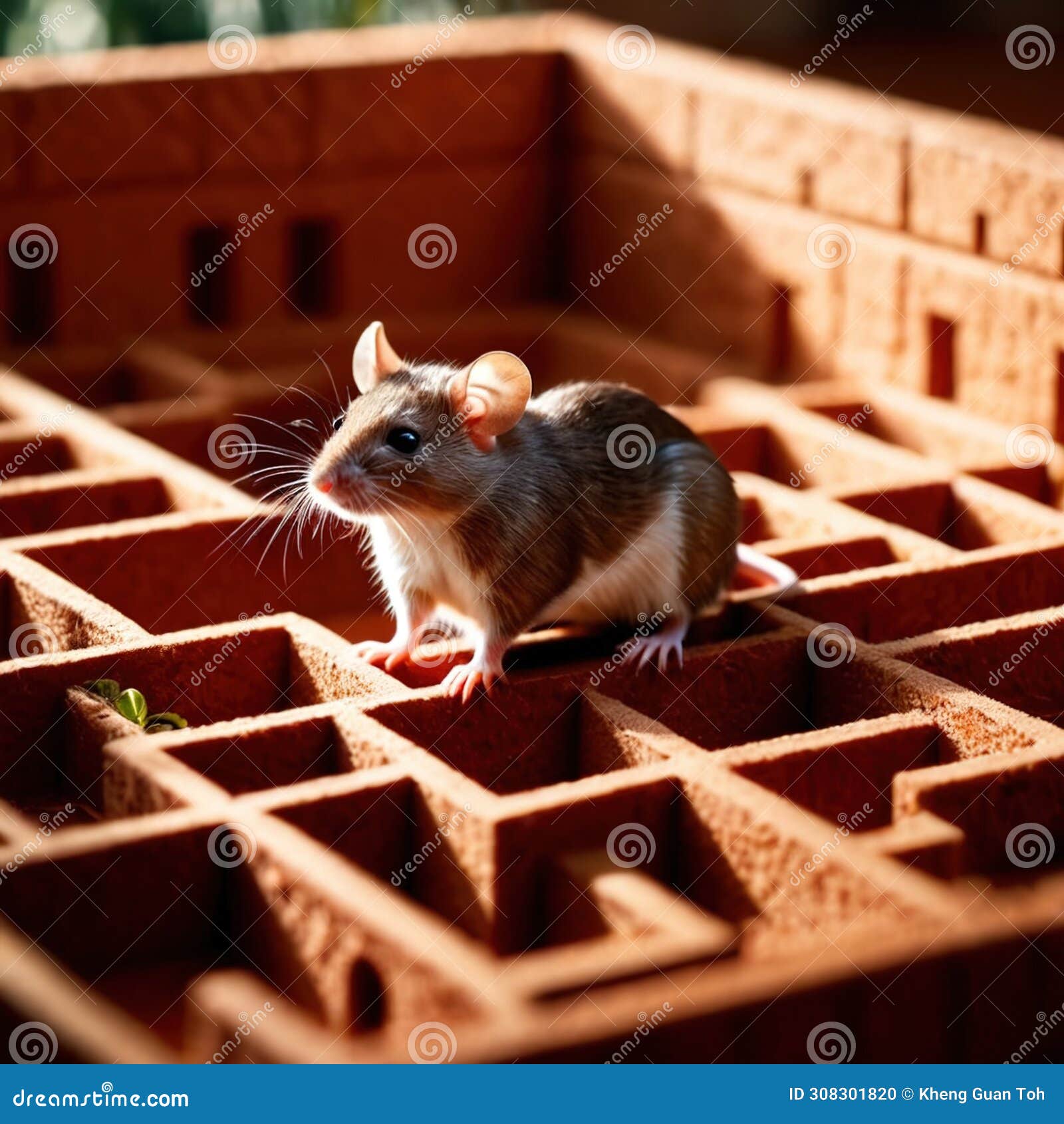 Mouse Lost in Maze, Being Trained To Find a Solution and Exit Stock ...