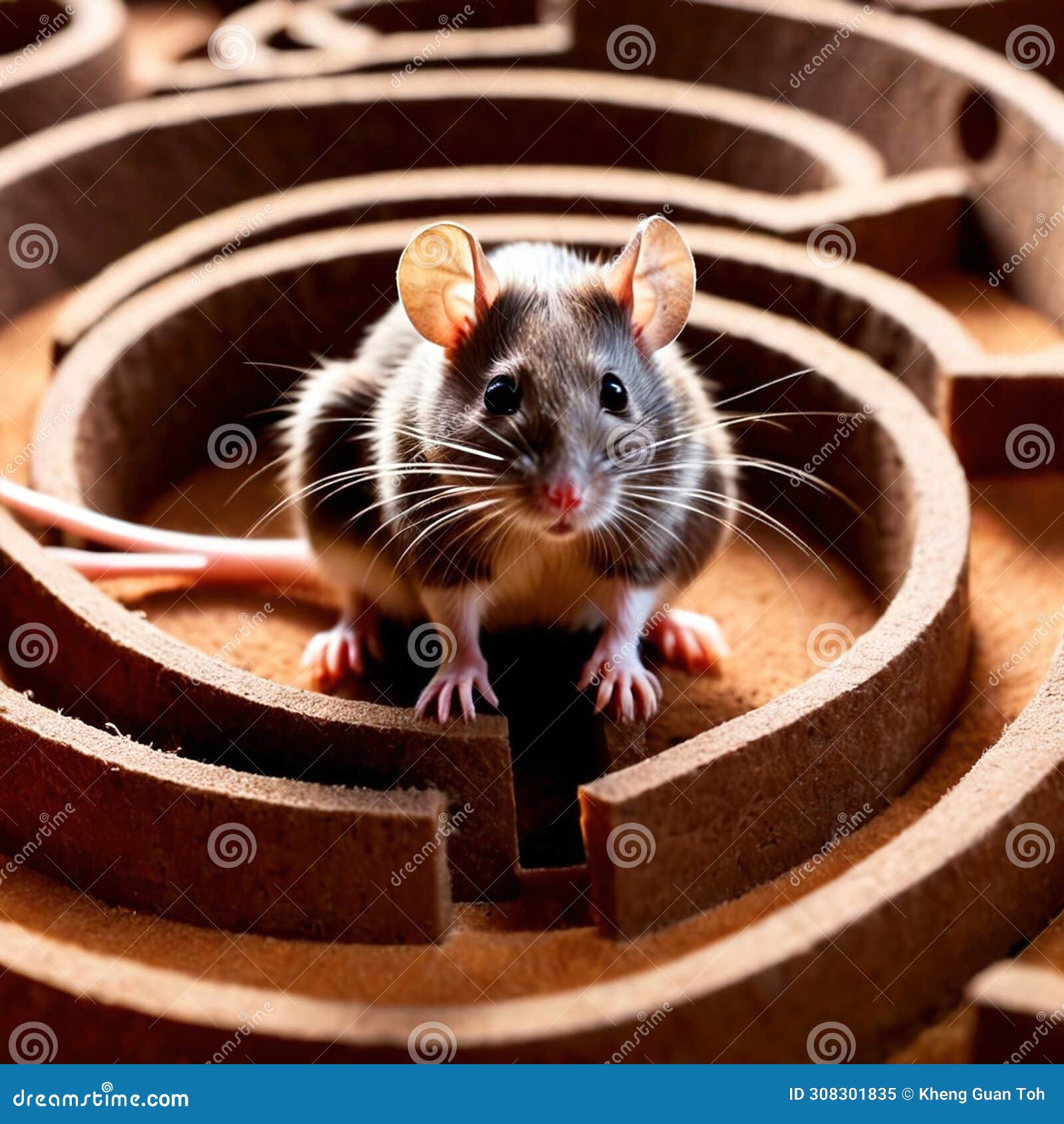 Mouse Lost in Maze, Being Trained To Find a Solution and Exit Stock ...