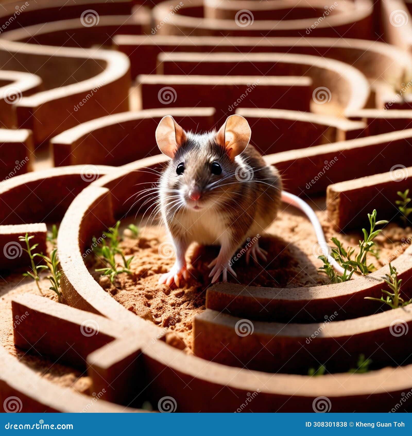 Mouse Lost in Maze, Being Trained To Find a Solution and Exit Stock ...