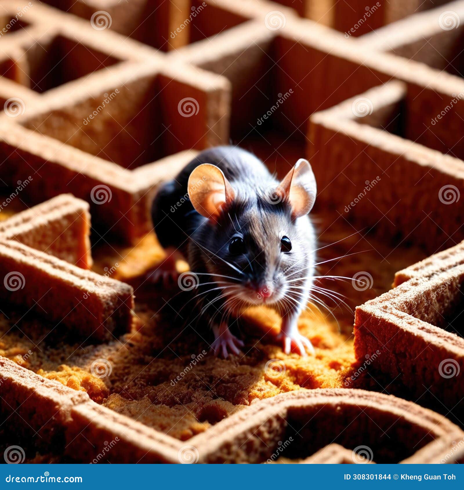 Mouse Lost in Maze, Being Trained To Find a Solution and Exit Stock ...