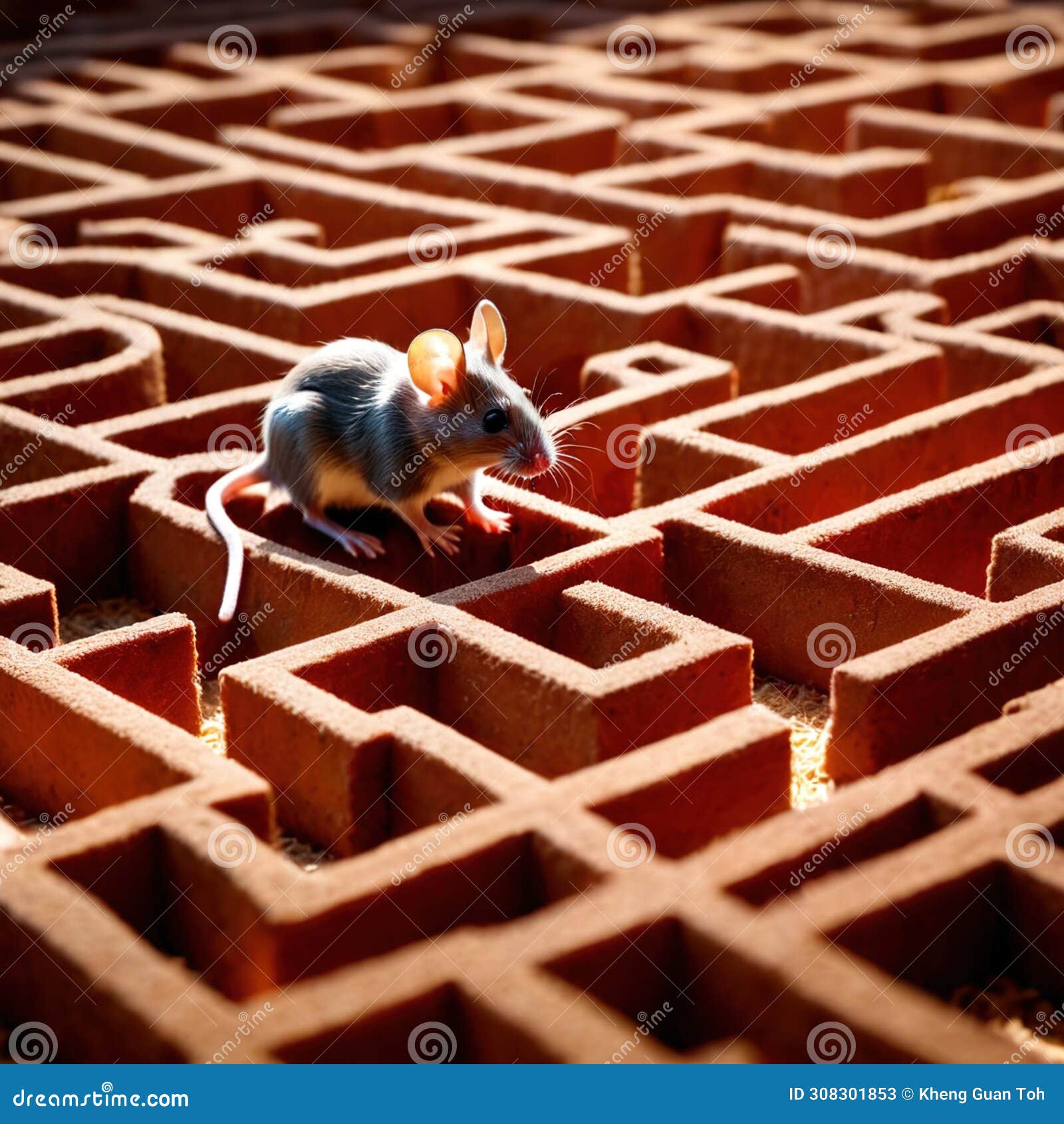 Mouse Lost in Maze, Being Trained To Find a Solution and Exit Stock ...
