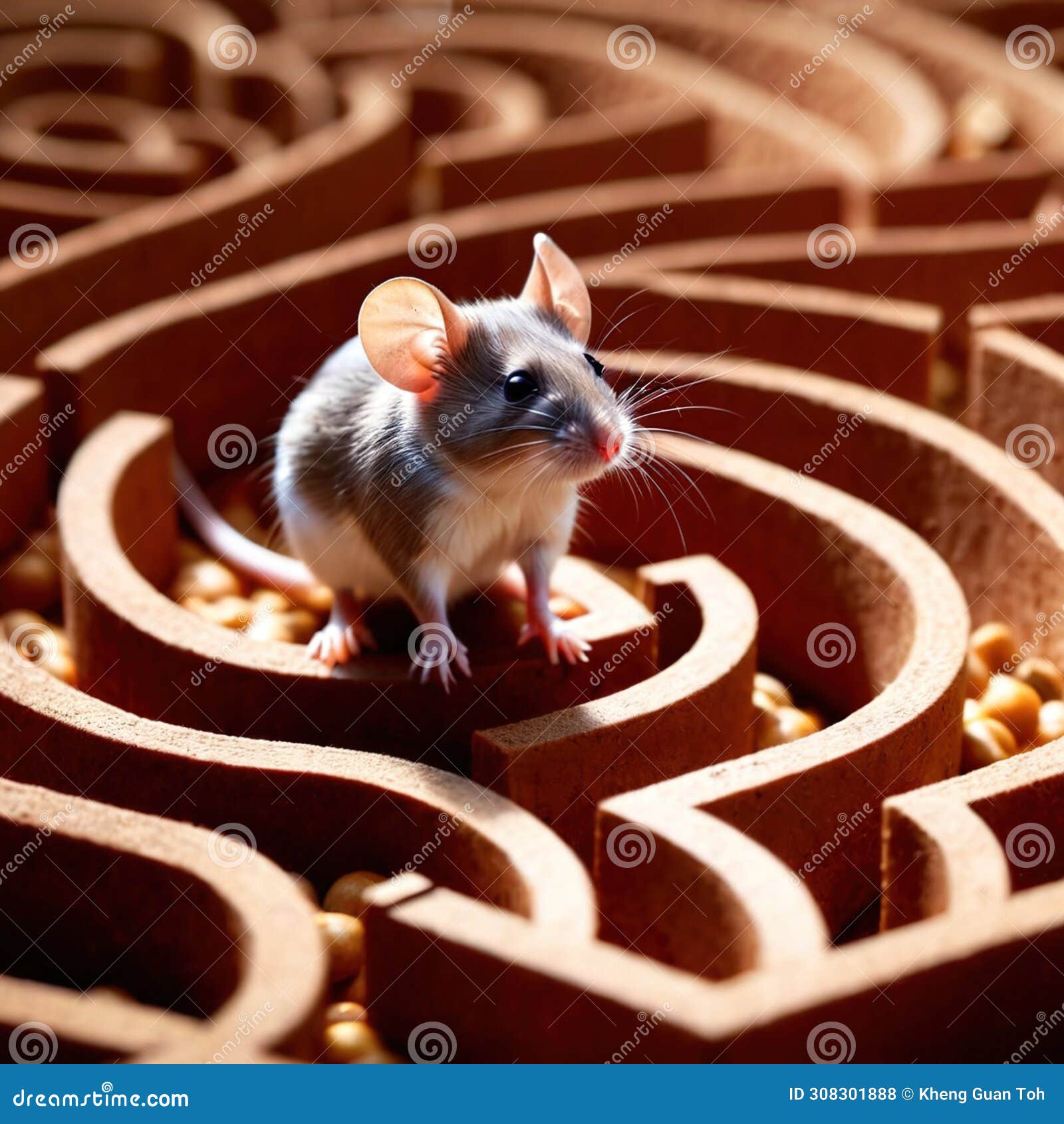 Mouse Lost in Maze, Being Trained To Find a Solution and Exit Stock ...