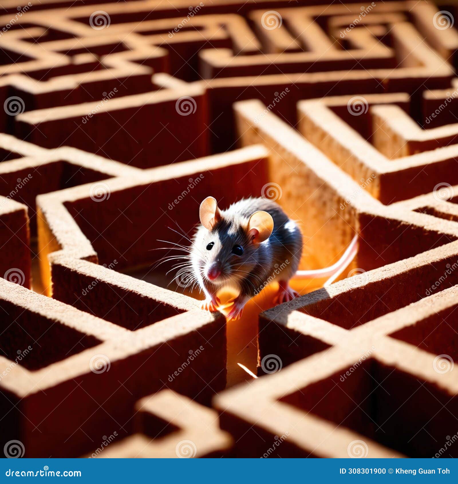 Mouse Lost in Maze, Being Trained To Find a Solution and Exit Stock ...