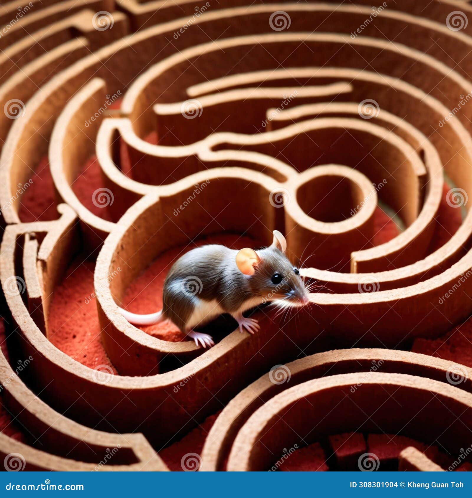 Mouse Lost in Maze, Being Trained To Find a Solution and Exit Stock ...