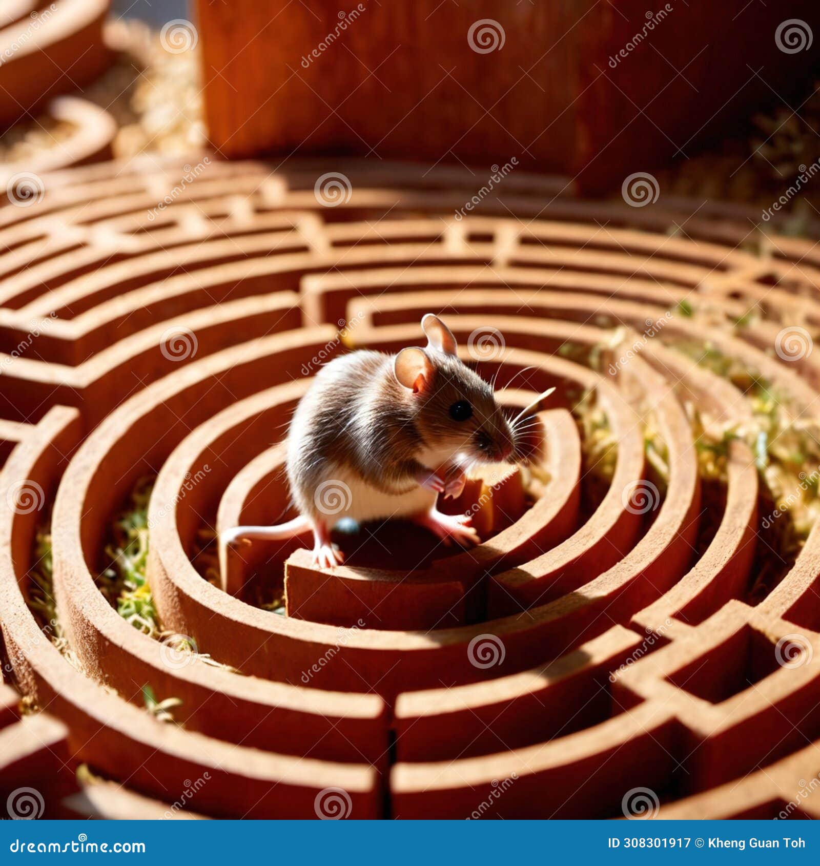 Mouse Lost in Maze, Being Trained To Find a Solution and Exit Stock ...