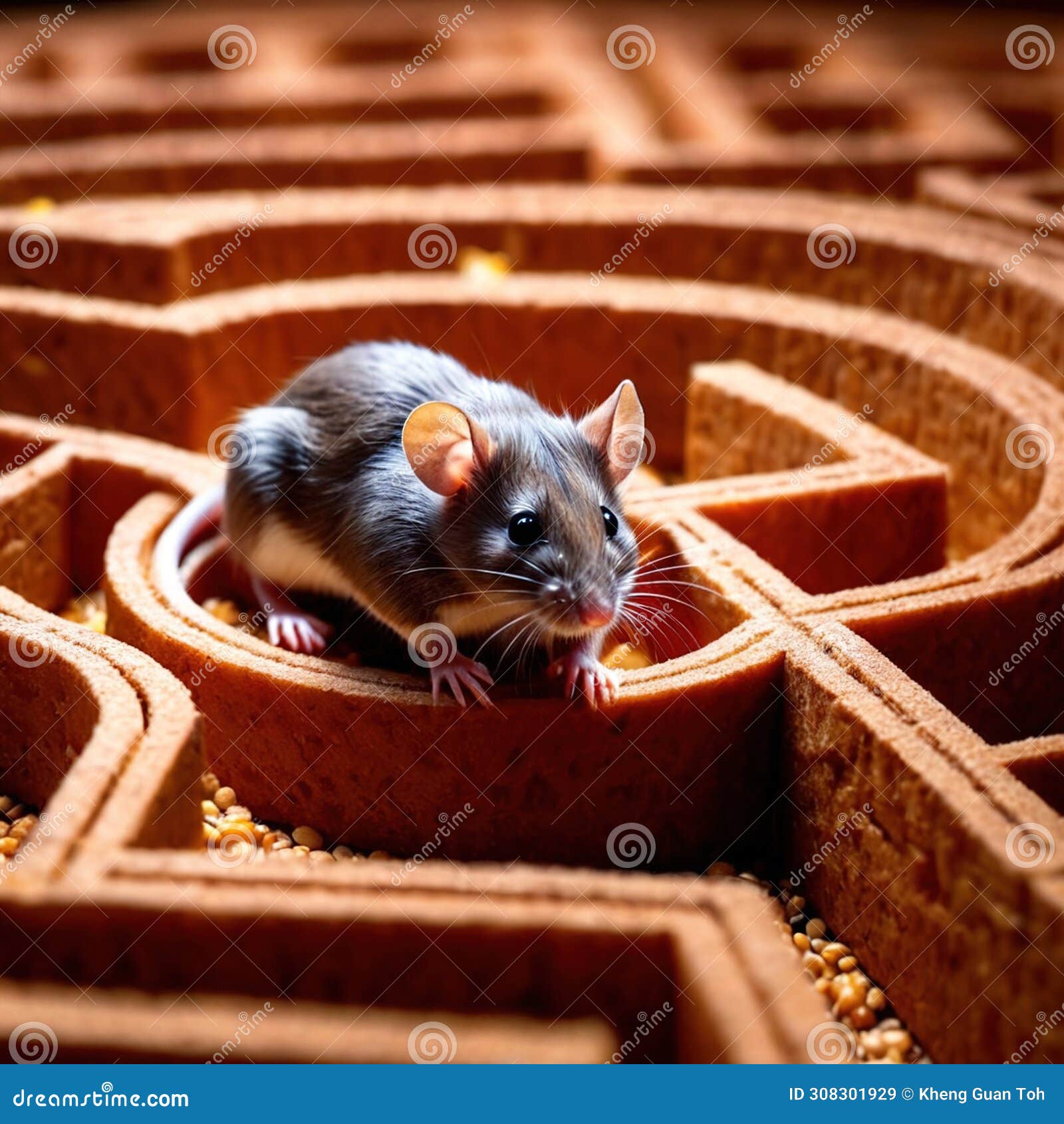 Mouse Lost in Maze, Being Trained To Find a Solution and Exit Stock ...
