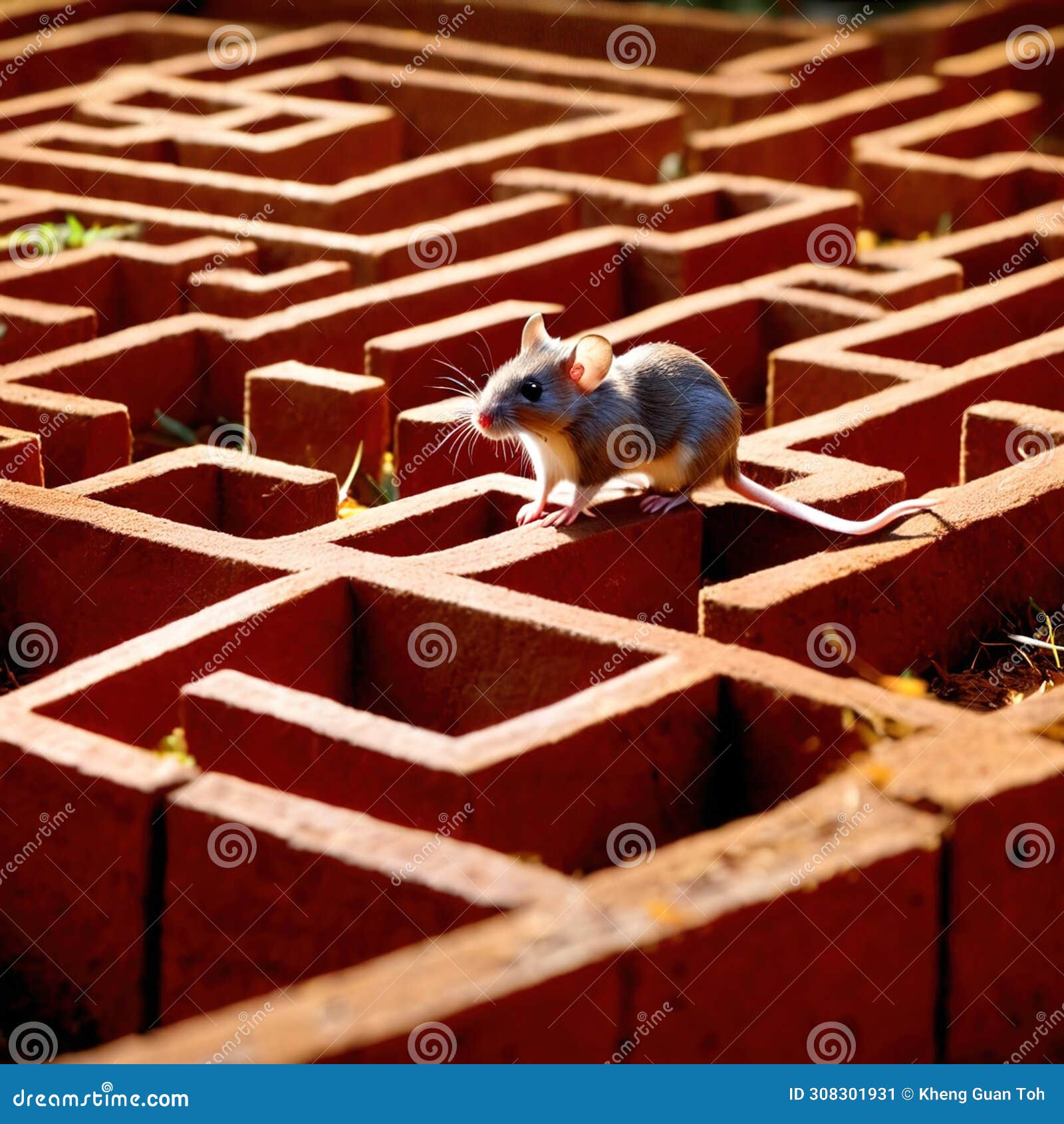 Mouse Lost in Maze, Being Trained To Find a Solution and Exit Stock ...