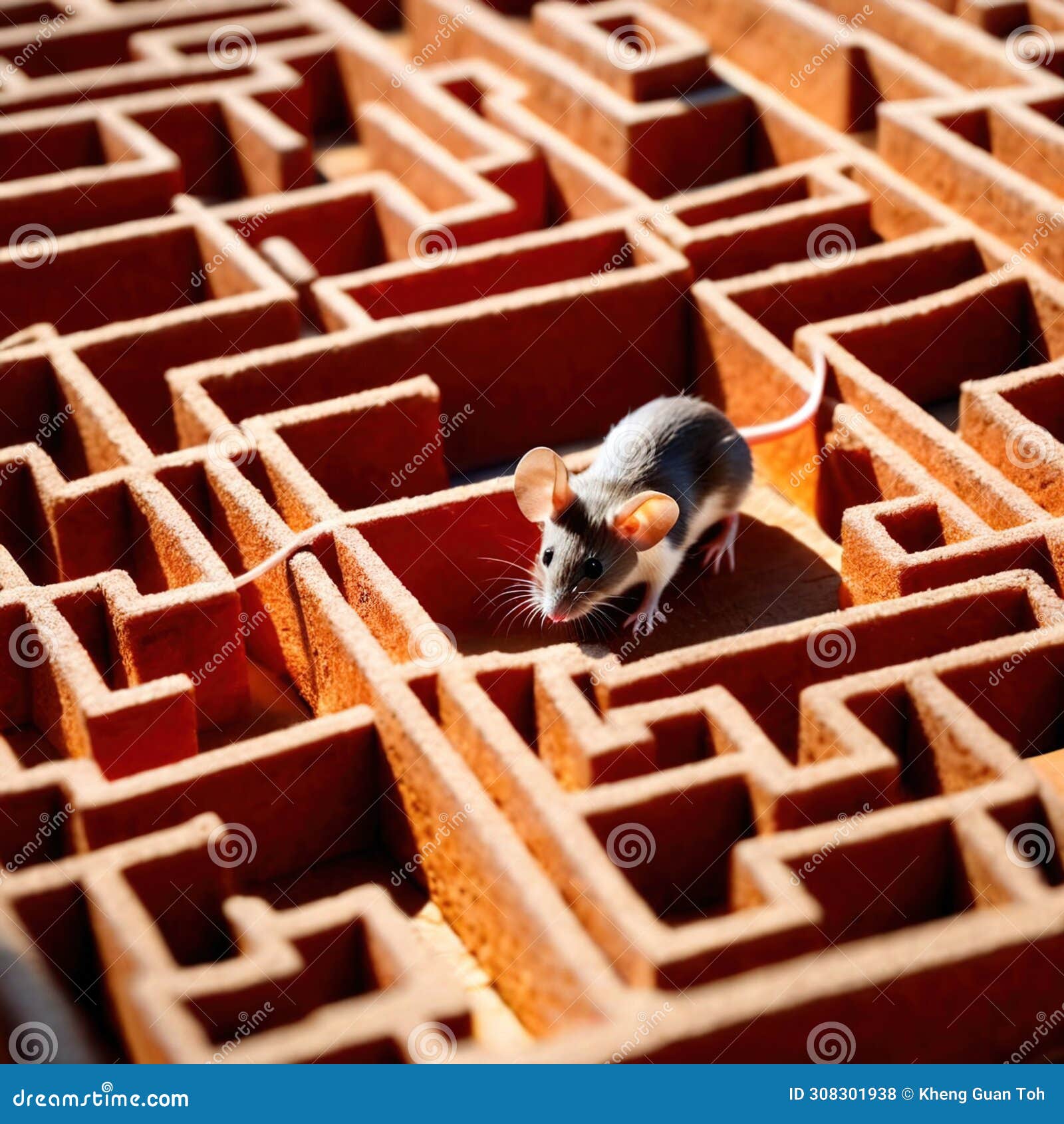 Mouse Lost in Maze, Being Trained To Find a Solution and Exit Stock ...
