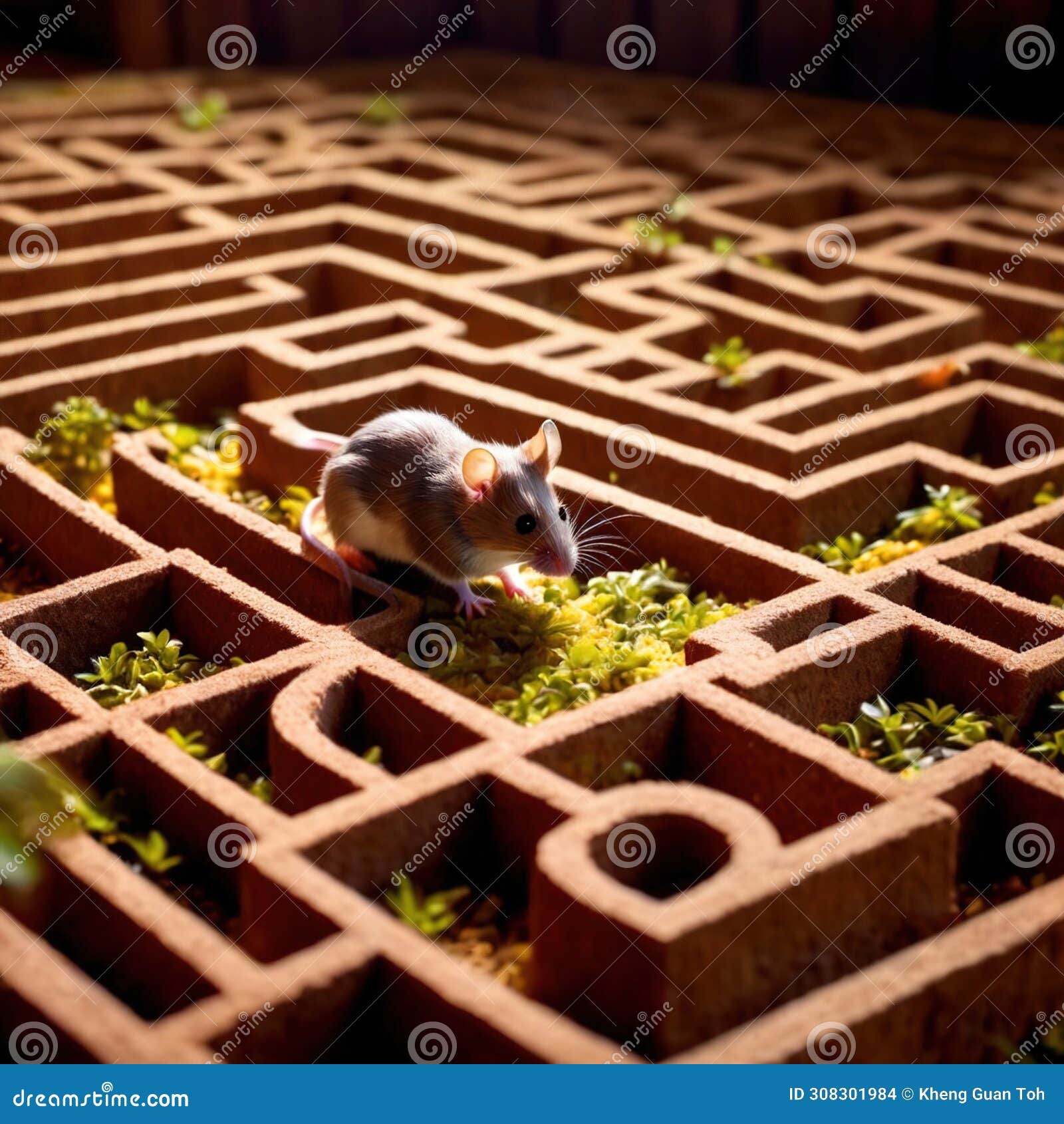 Mouse Lost in Maze, Being Trained To Find a Solution and Exit Stock ...