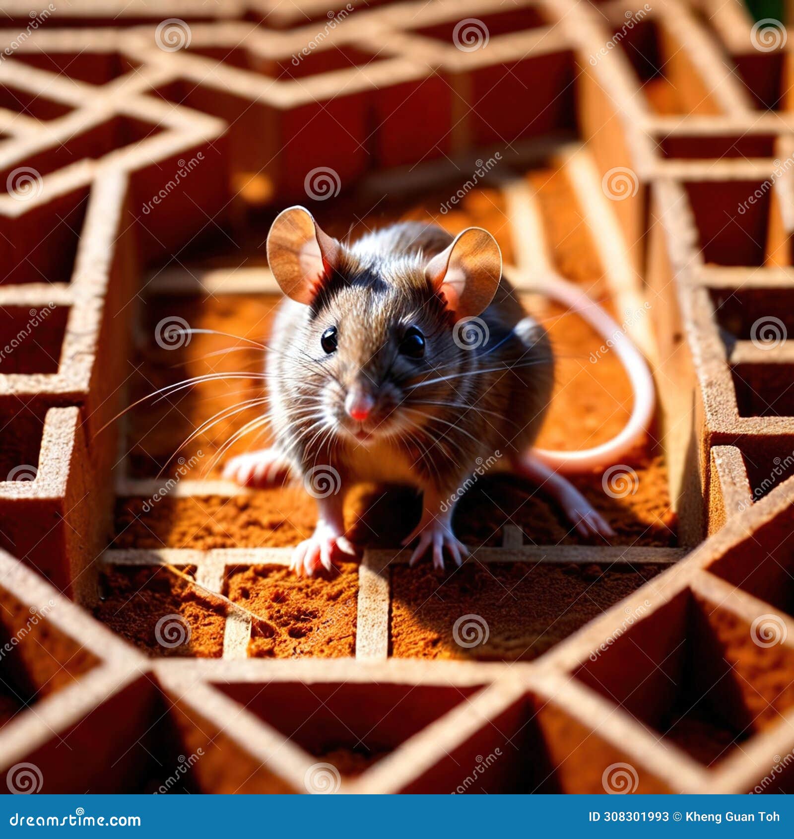 Mouse Lost in Maze, Being Trained To Find a Solution and Exit Stock ...