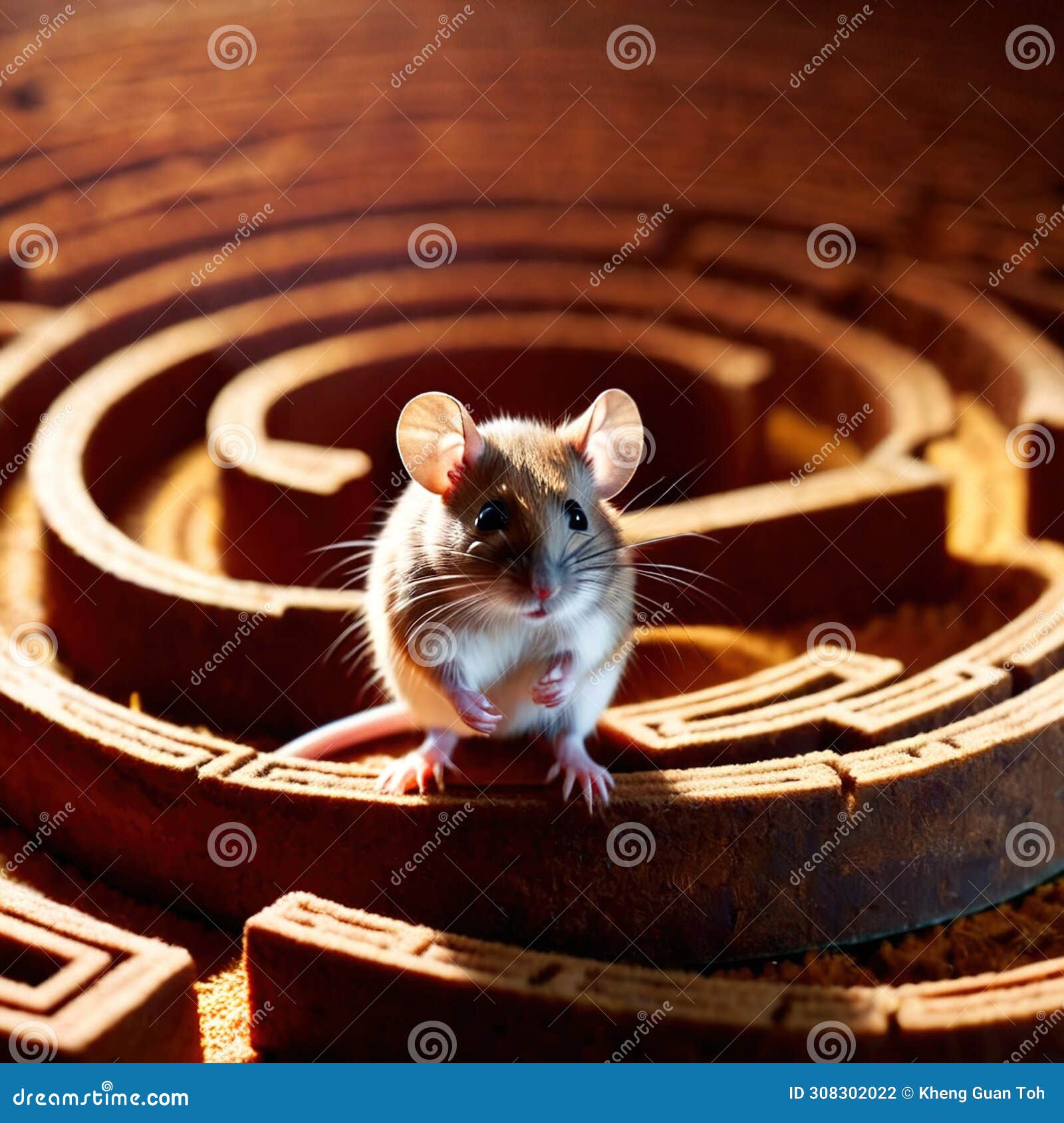 Mouse Lost in Maze, Being Trained To Find a Solution and Exit Stock ...