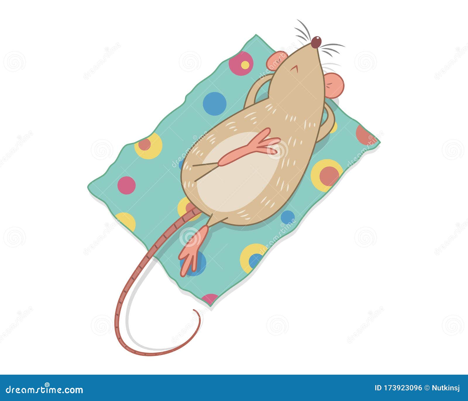 A Mouse Lying on a Mat stock vector. Illustration of cute - 173923096