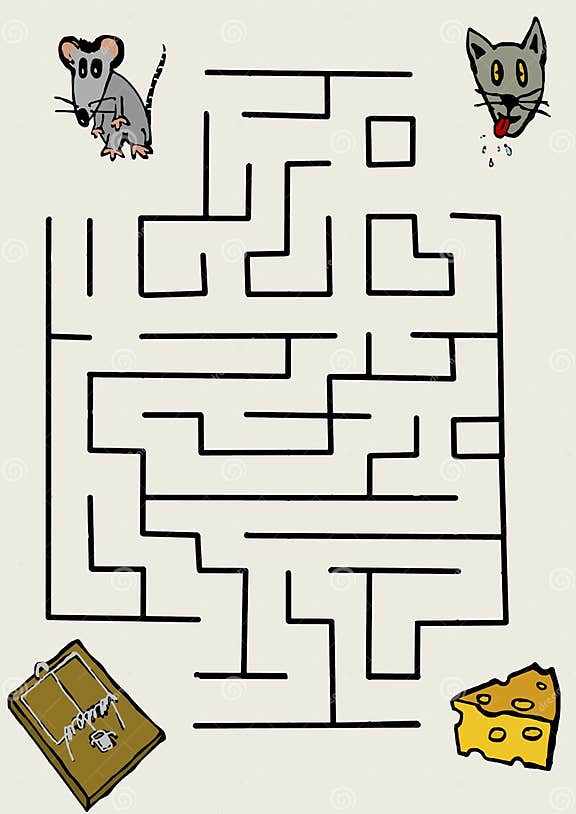 Mouse maze stock illustration. Illustration of drawing - 47197230
