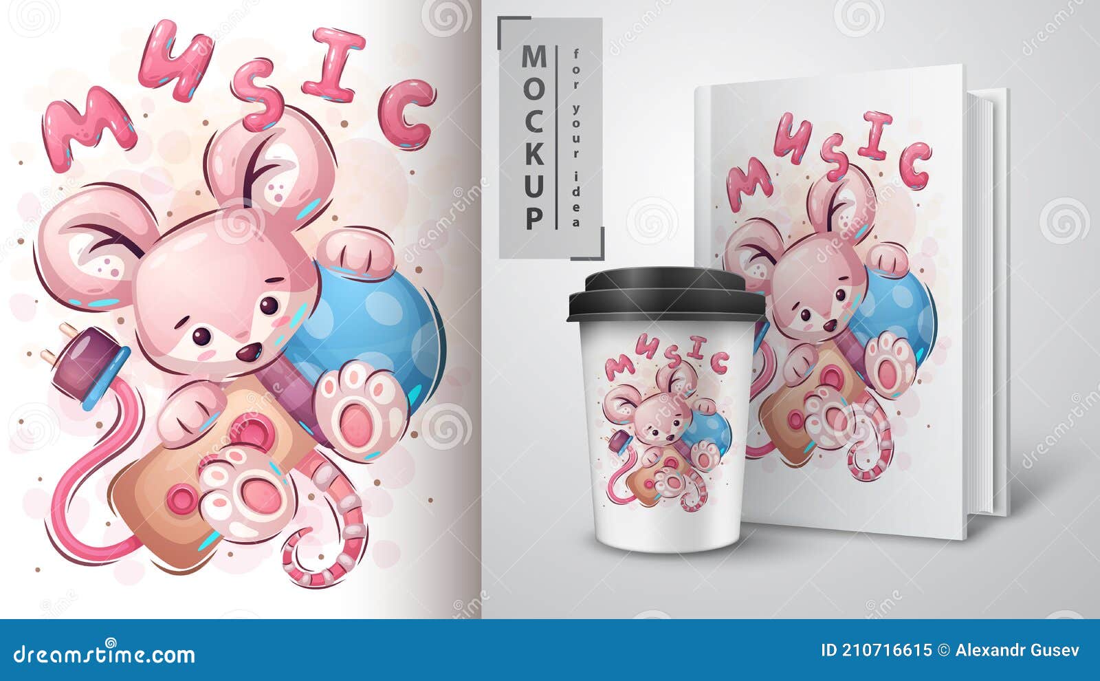 Mouse with Microphone - Poster and Merchandising. Stock Vector ...