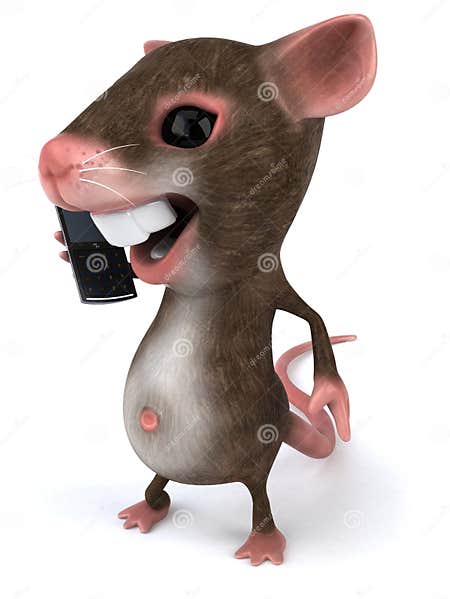 Mouse with a mobile phone stock illustration. Illustration of cute ...