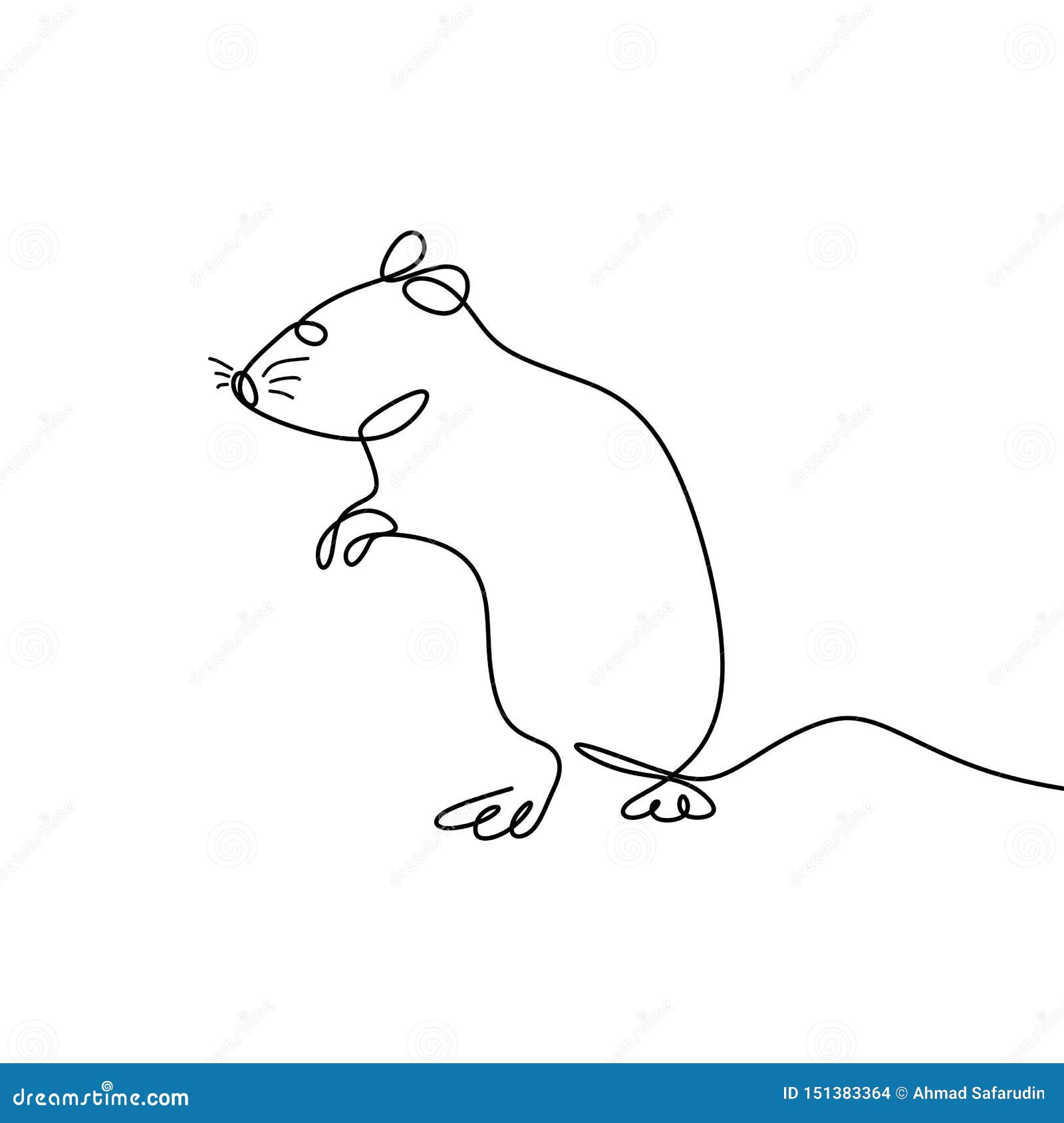 Mouse One Line Drawing Hand Drawn Continuous Style Stock Vector ...