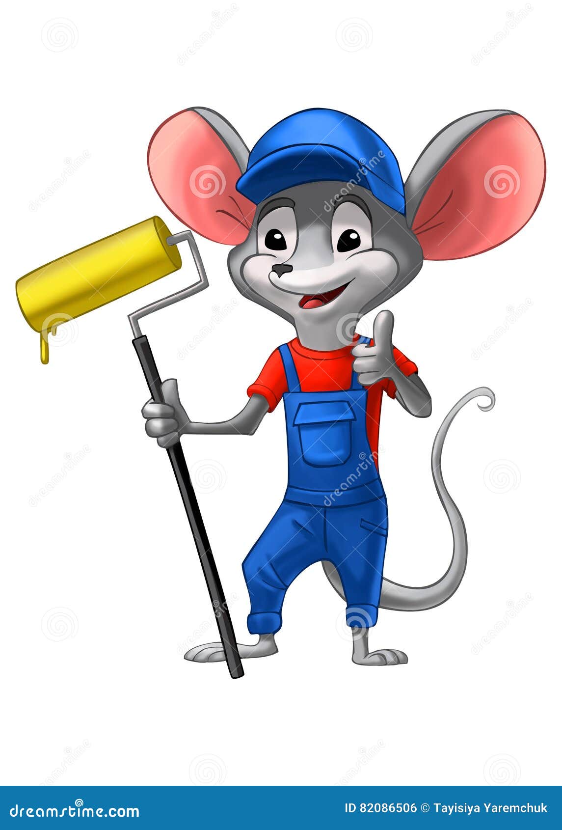 Mouse Painter in Uniform with a Brush Ready To Work Stock Illustration ...