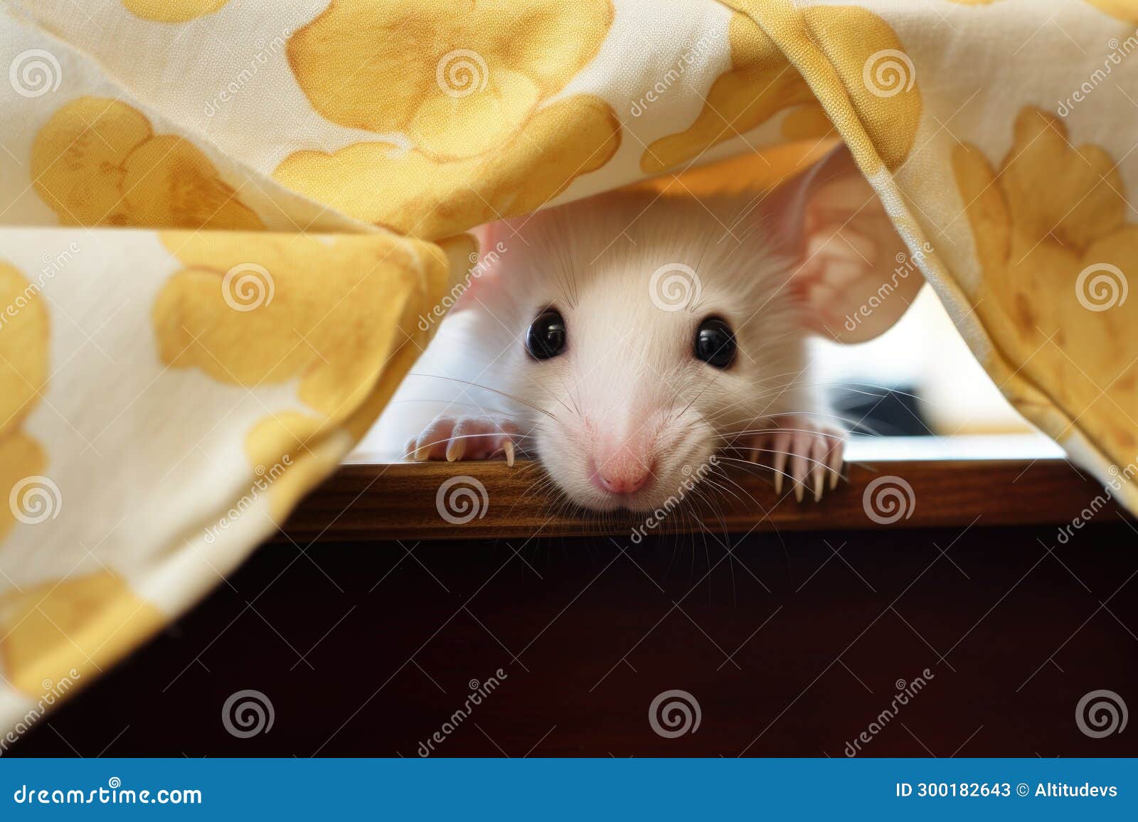 Mouse Peeping Out from Under a Kitchen Table Napkin Stock Image - Image ...