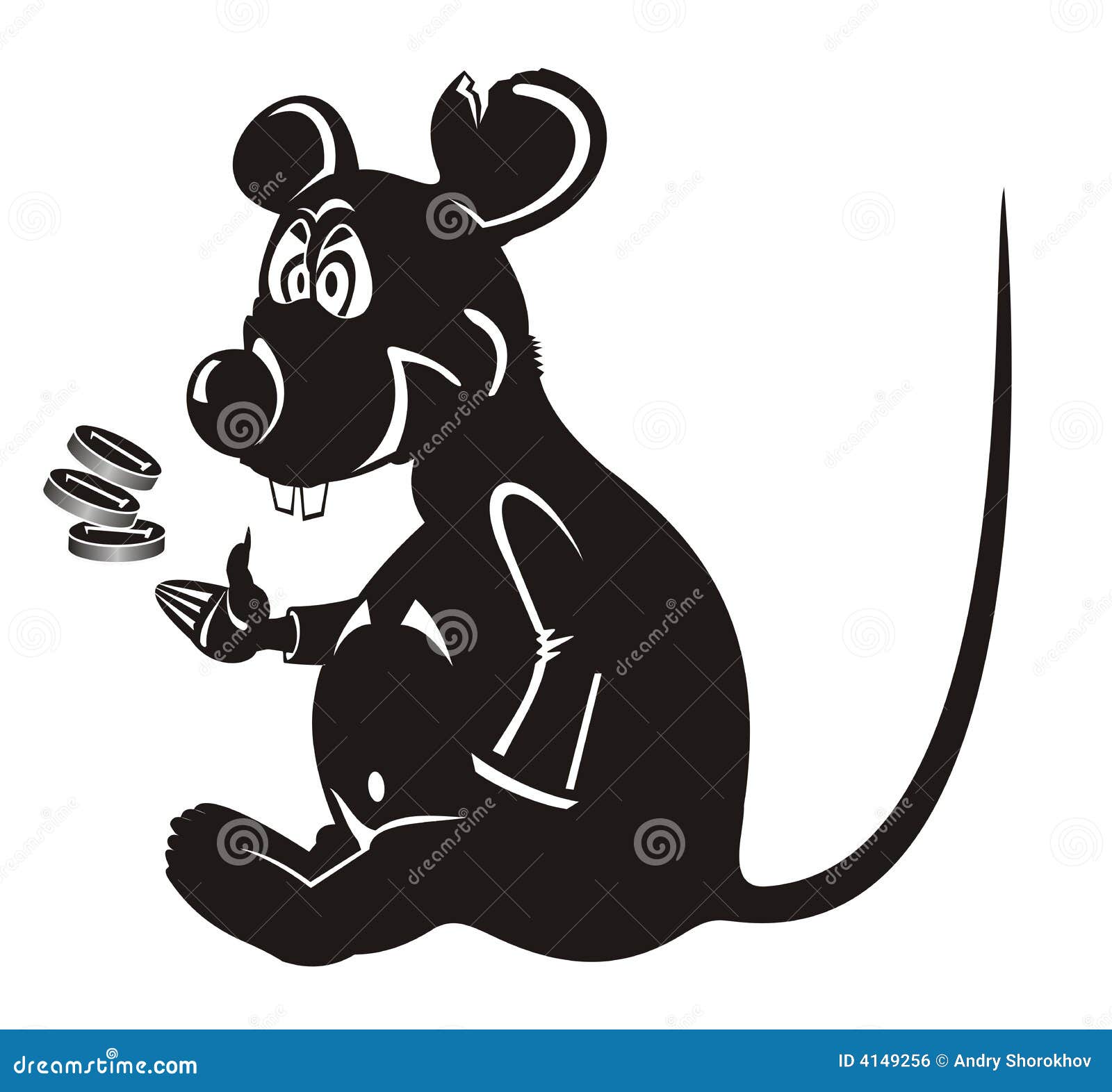 Mouse playing with coins stock vector. Illustration of artistry - 4149256