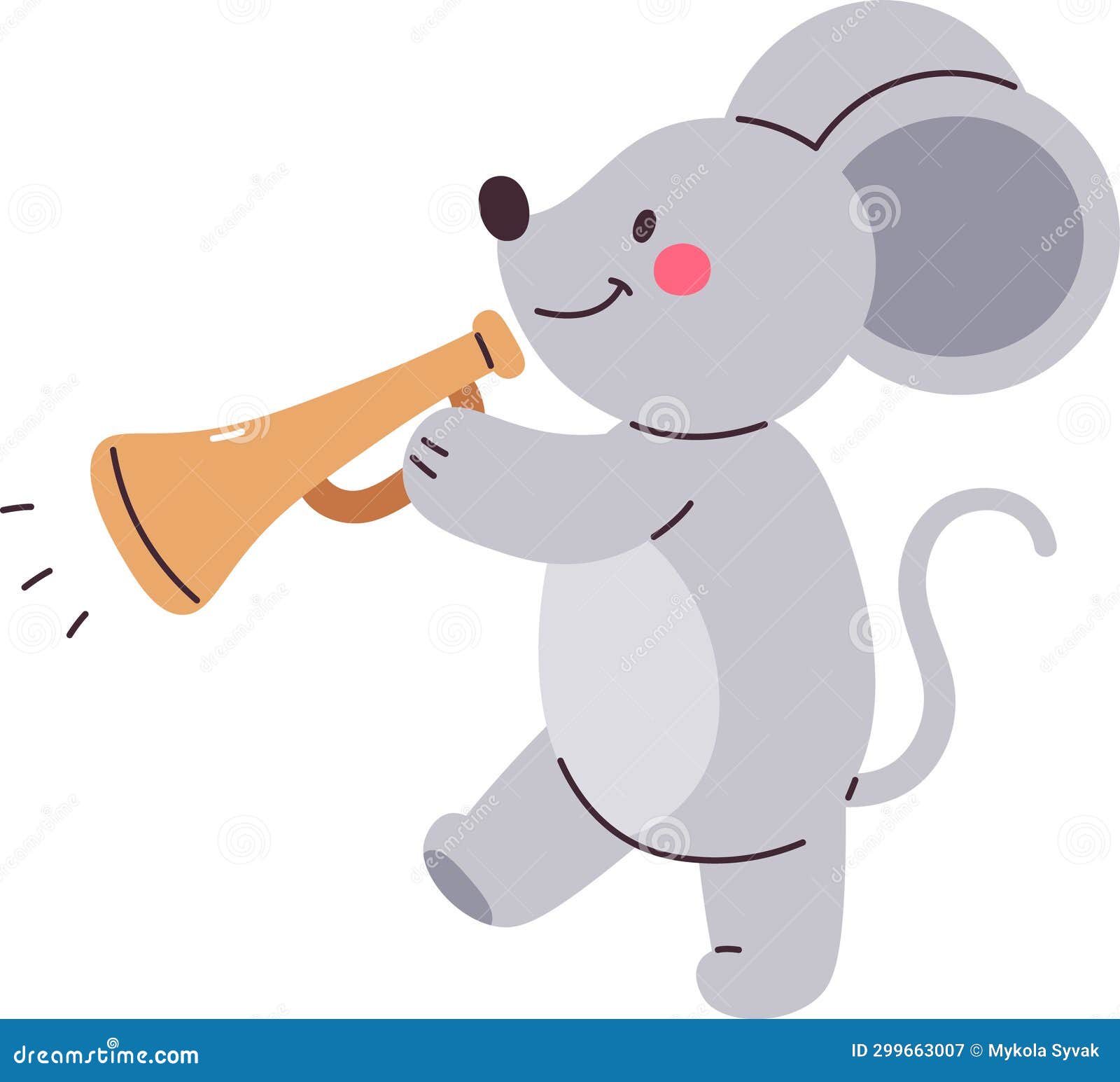 Mouse Playing Flute stock vector. Illustration of funny - 299663007